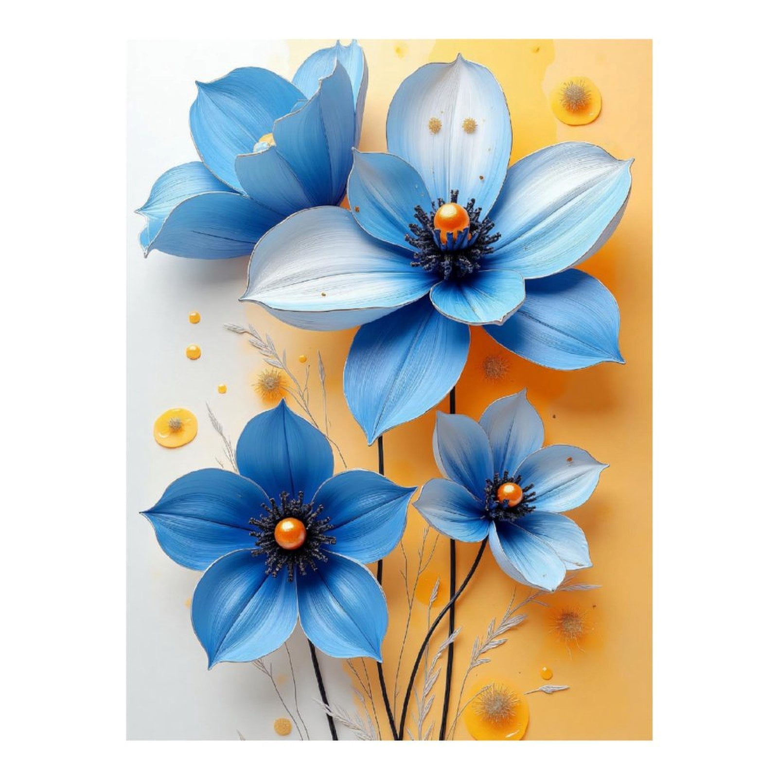 Diamond Art Kits for Adults - Flower Blue Print No.131 5D Frameless ...