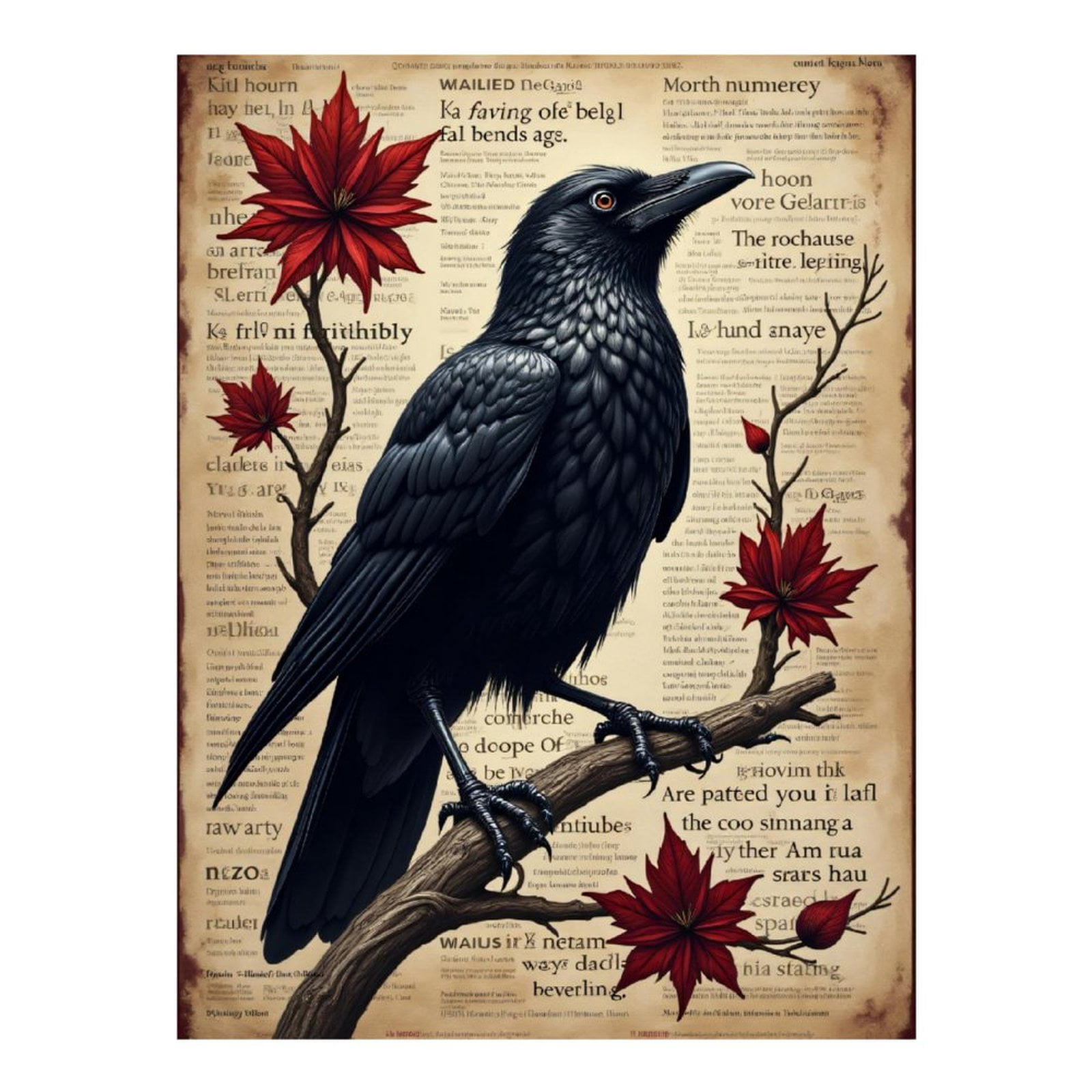 Diamond Art Kits for Adults - Flower Crow Print No.94 5D Frameless ...