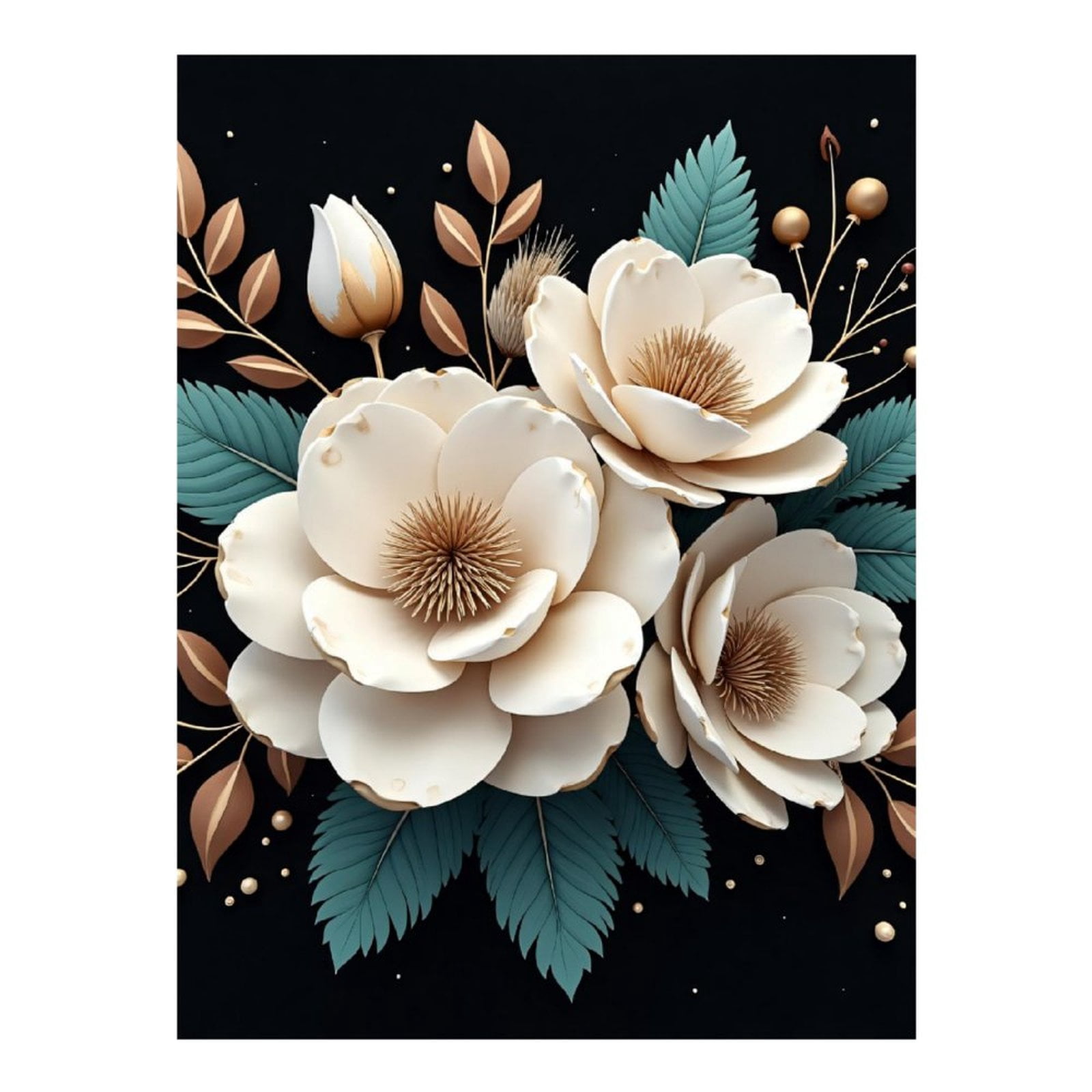 Diamond Art Kits for Adults - Flower White Print No.111 5D Frameless ...