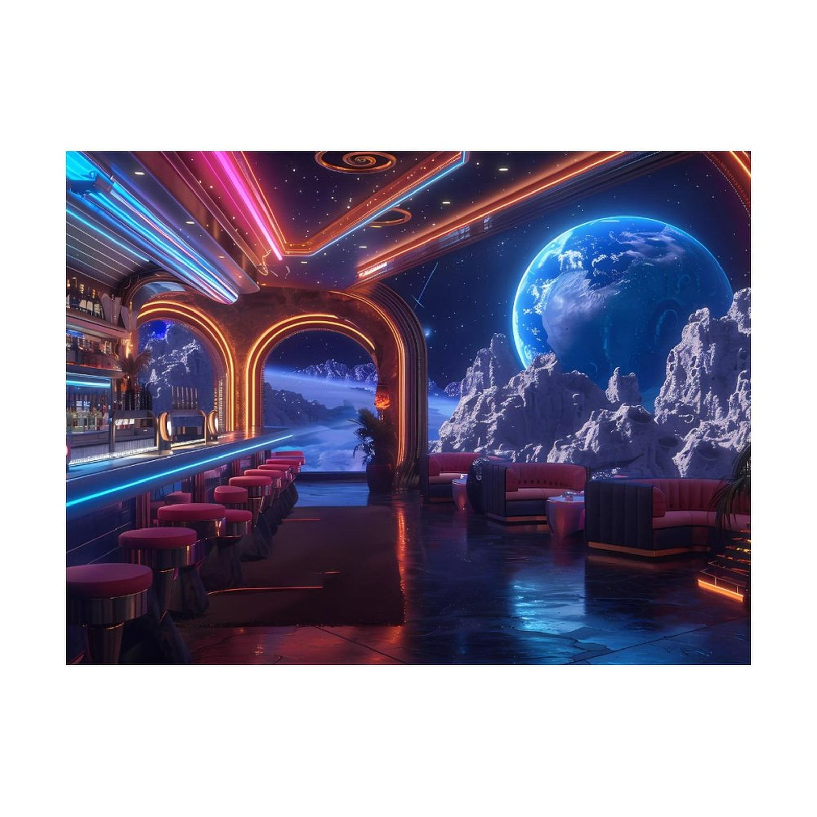 Diamond Art Kits for Adults, Futuristic Bar Space ViewDiamond Painting ...