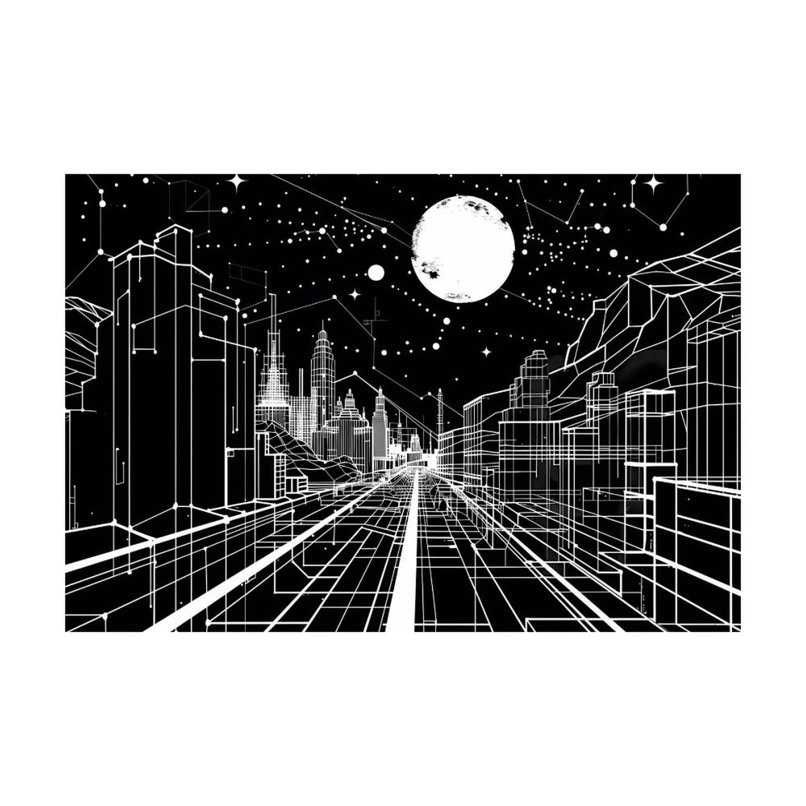 Diamond Art Kits for Adults - Futuristic Moonlit Cityscape DIY Diamond ...