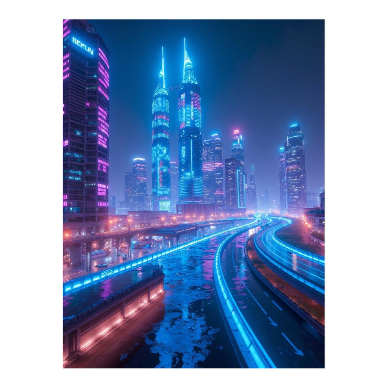 Diamond Art Kits for Adults, Futuristic Neon City Nightscape 5D Diamond ...