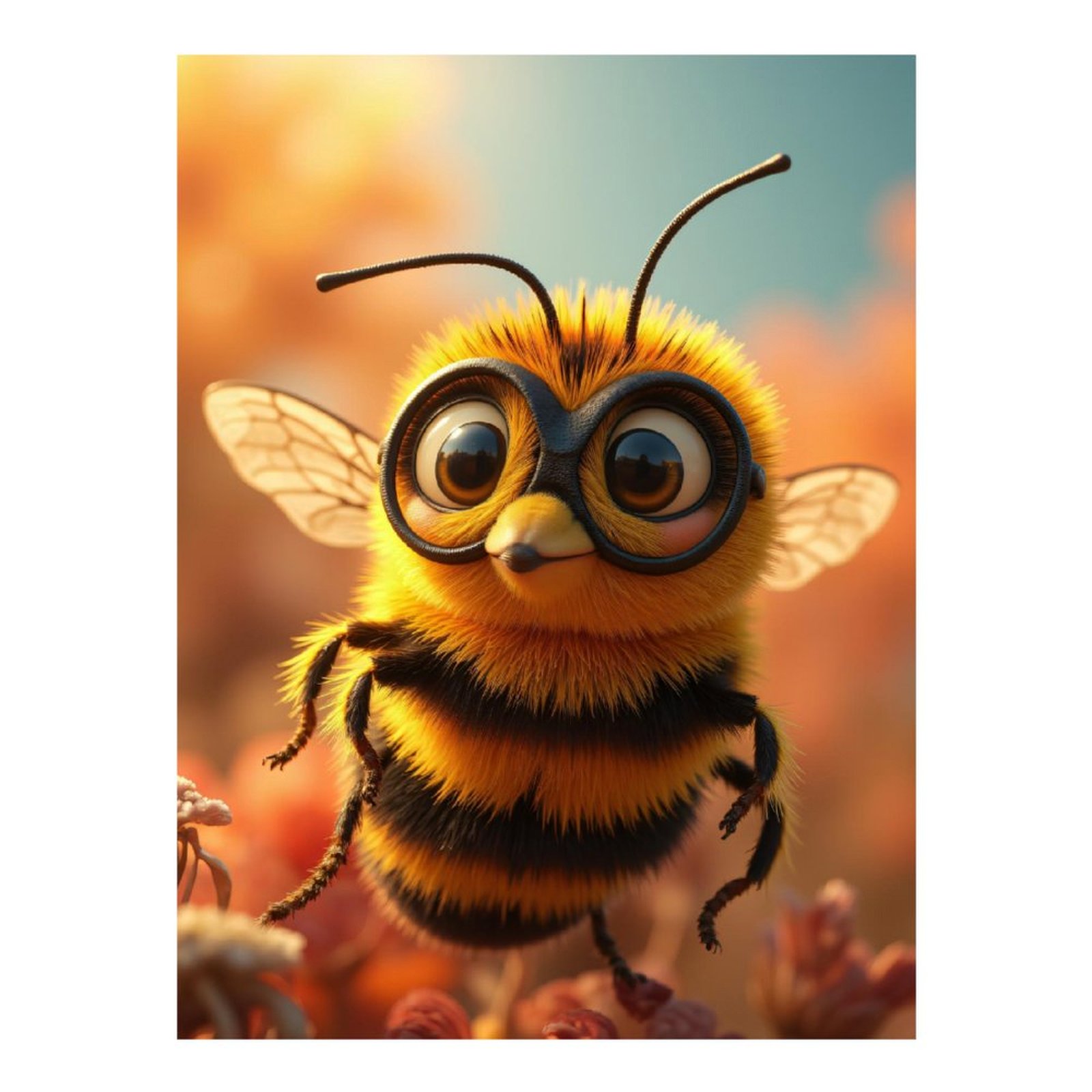 Diamond Art Kits for Adults, Fuzzy Bee With Glasses Colors 5D Diamond ...