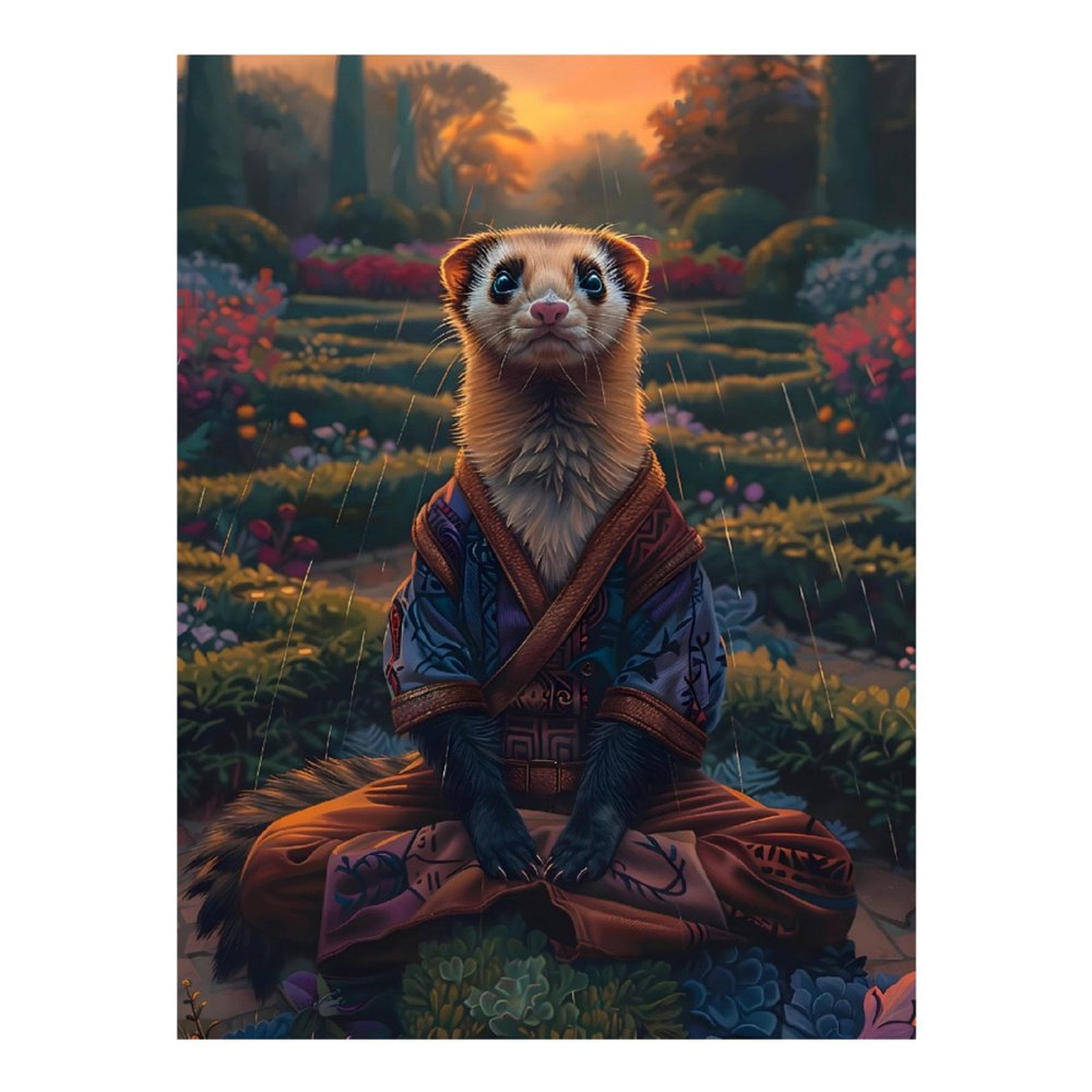 Diamond Art Kits for Adults - Garden Meditating Weasel DIY Frameless ...