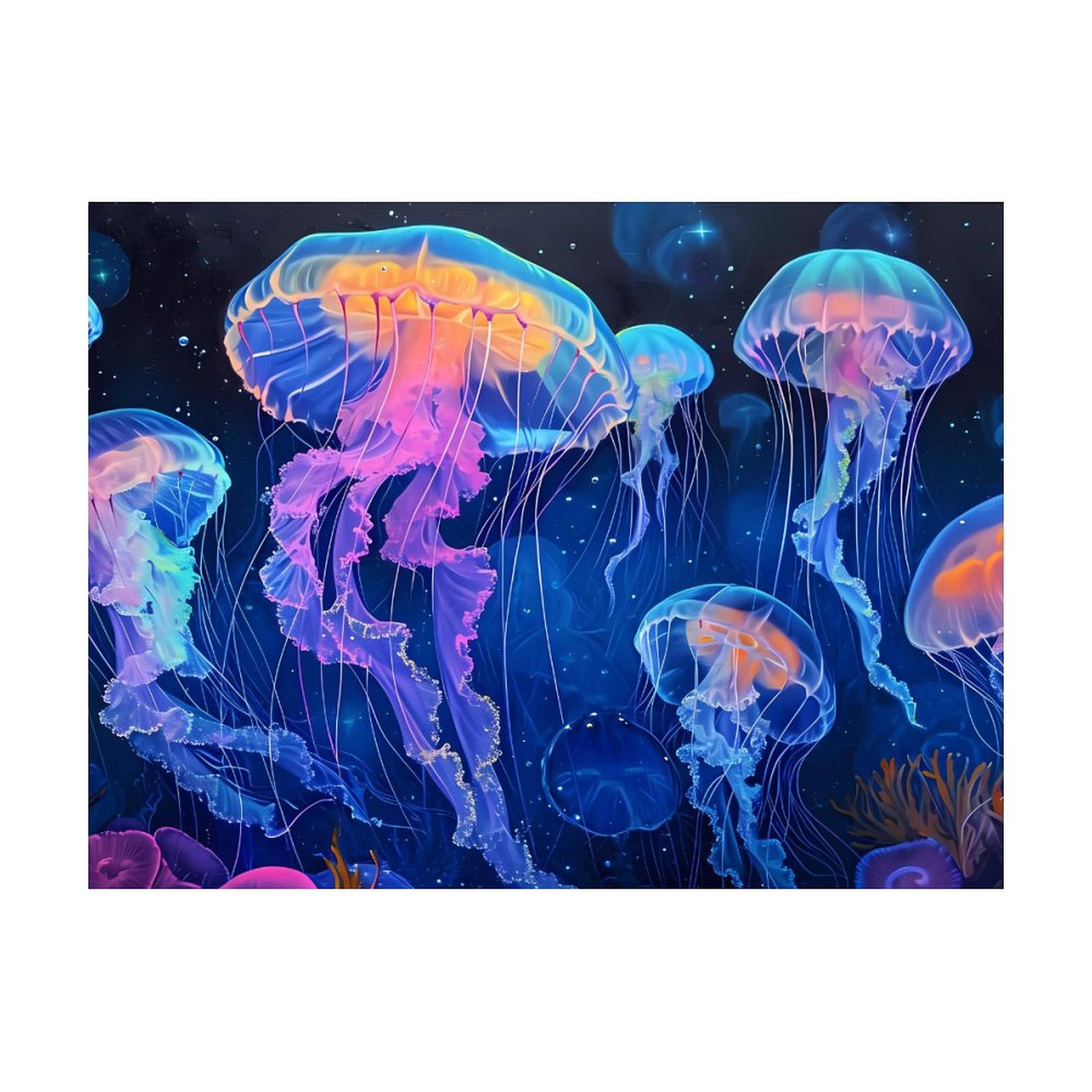 Diamond Art Kits for Adults - Glowing Deep Sea Jellyfish DIY Diamond ...