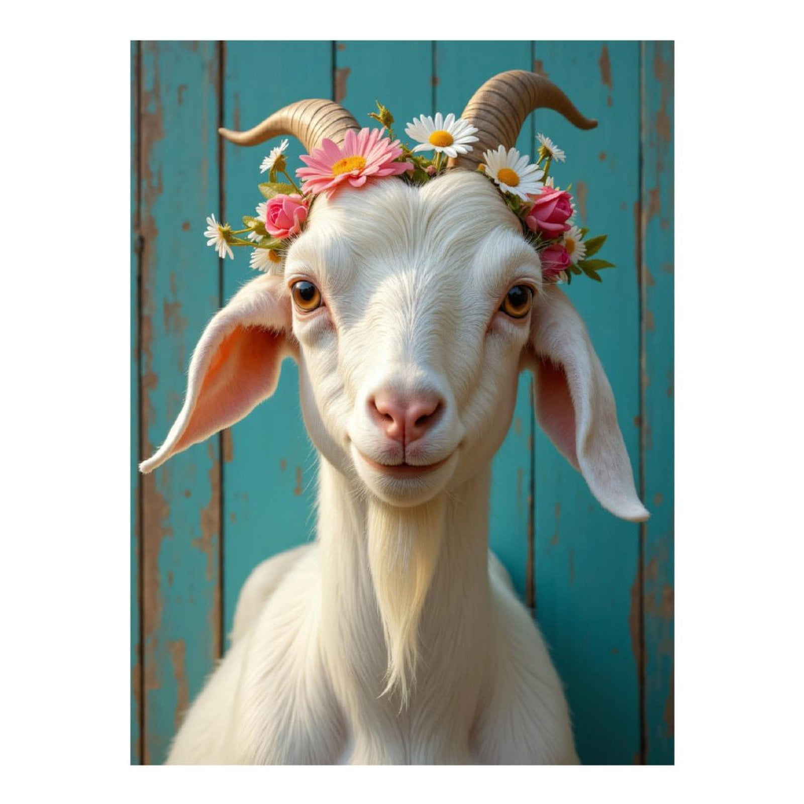 Diamond Art Kits for Adults - Goat Floral Crown Blue Background 5d ...