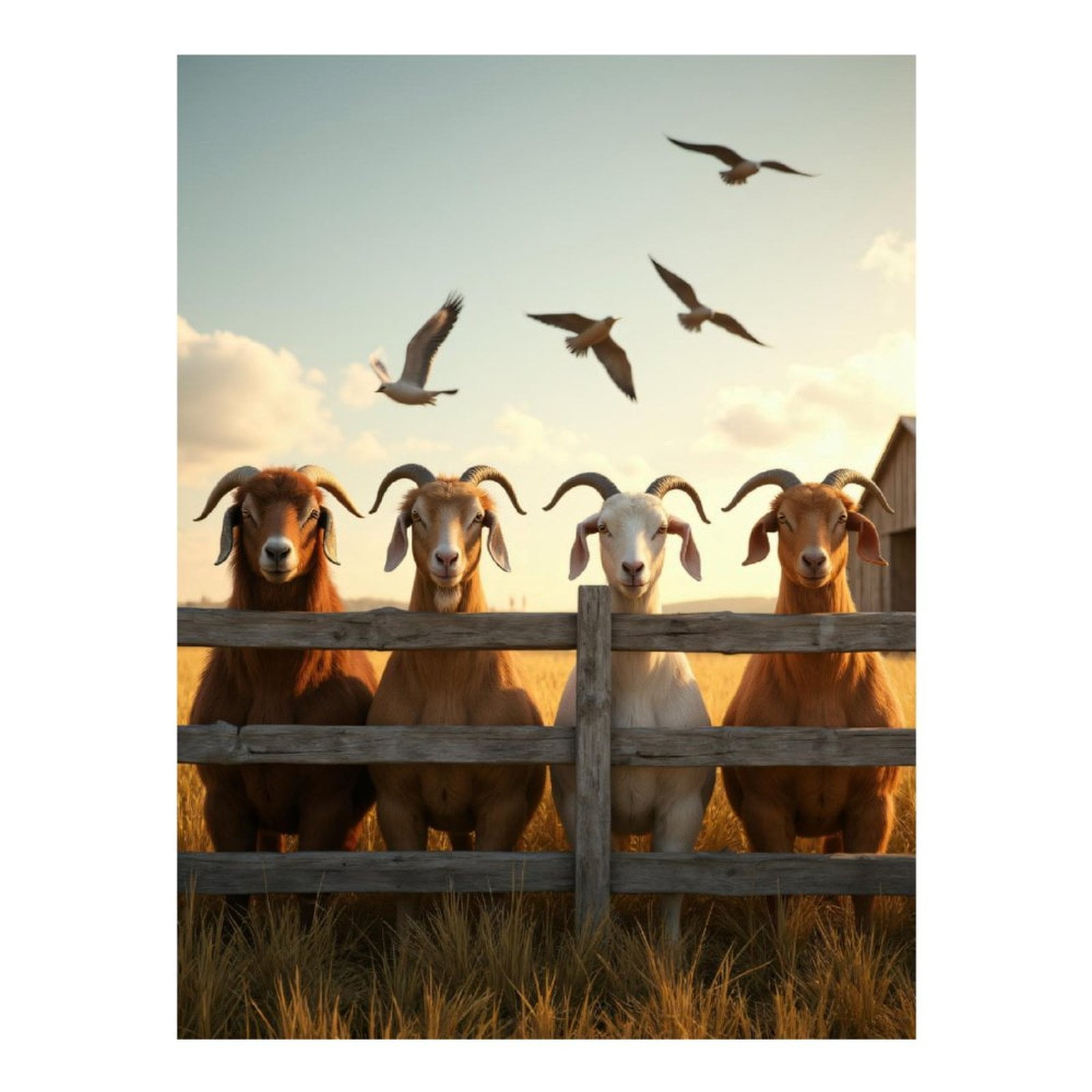 Diamond Art Kits for Adults, Goats Birds Fence Field Sky 5D Diamond ...
