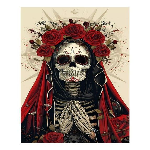 Diamond Art Kits for Adults, Gothic Skull With RosesDiamond Painting ...