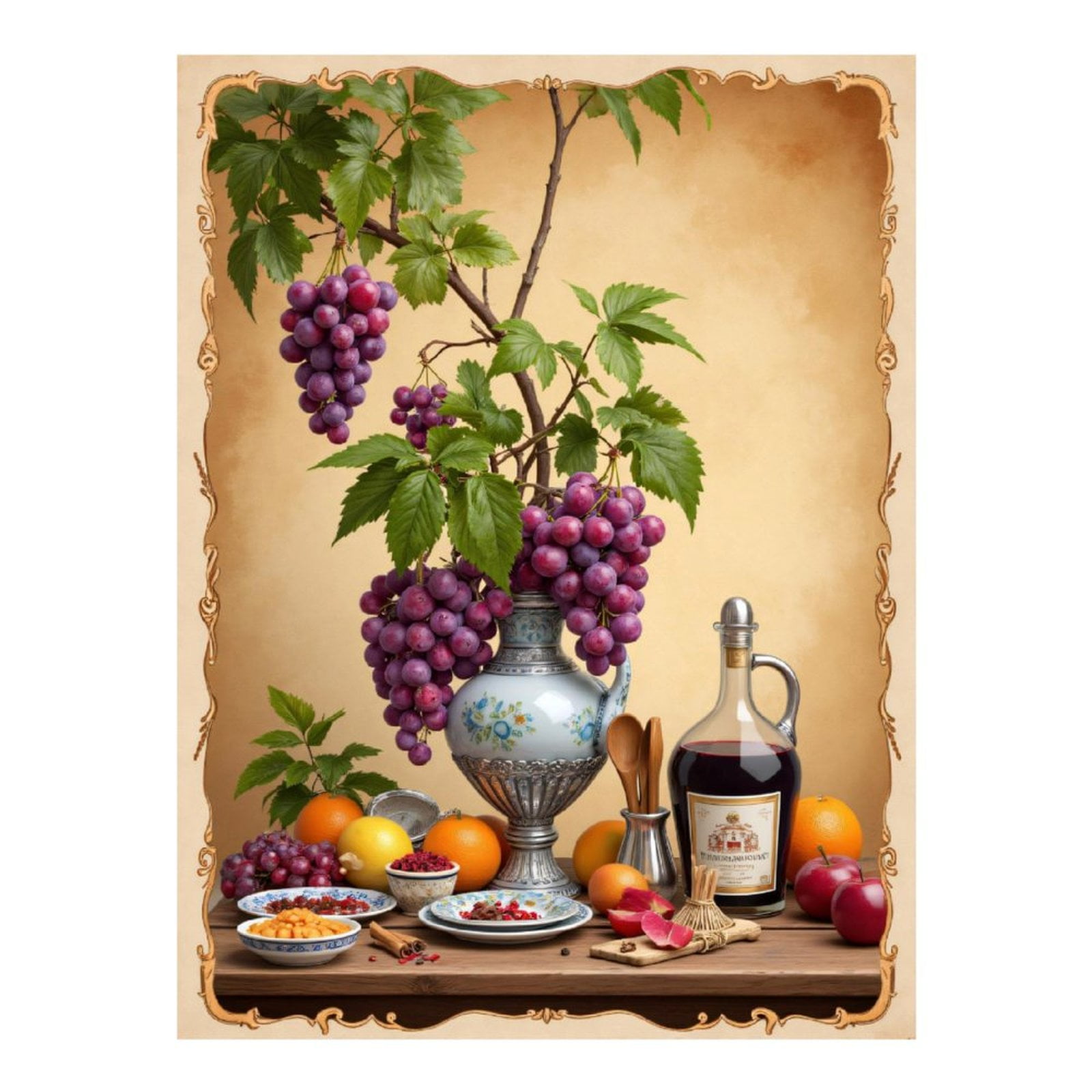 Diamond Art Kits for Adults - Grapes Elegant Vase Citrus Tabletop 5d ...