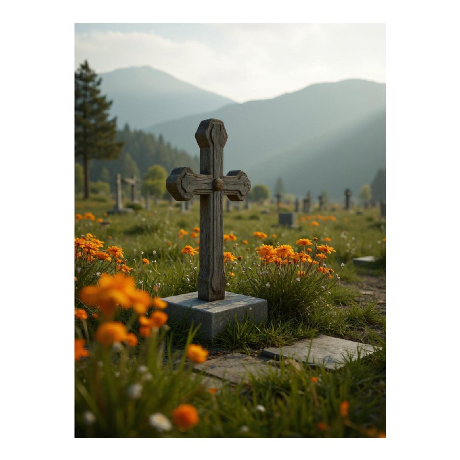 Diamond Art Kits for Adults - Graveyard Flowers Cross Landscape 5d Diamond Painting for Adults ...