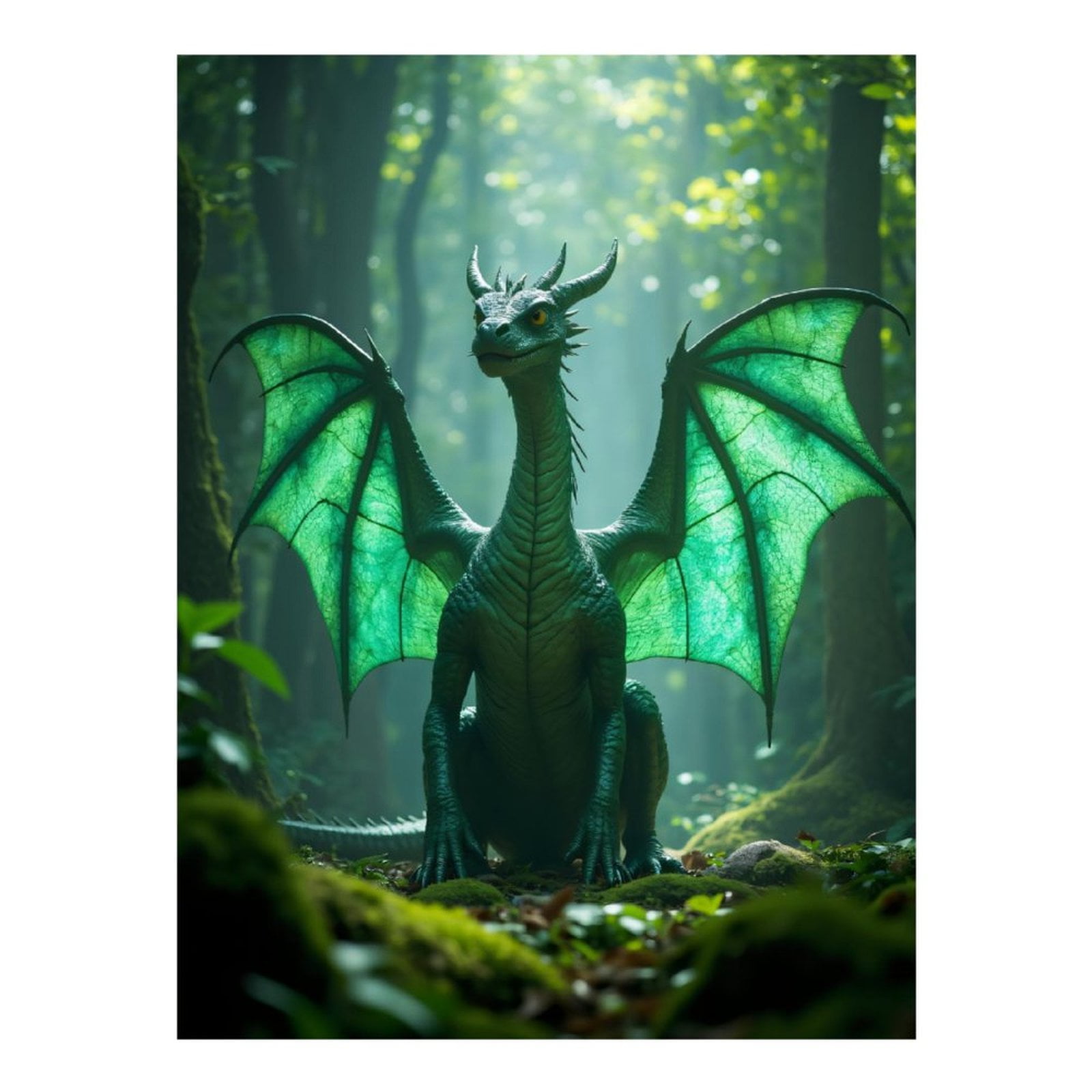 Diamond Art Kits for Adults, Green Forest Dragon Mythical Creature 5D ...