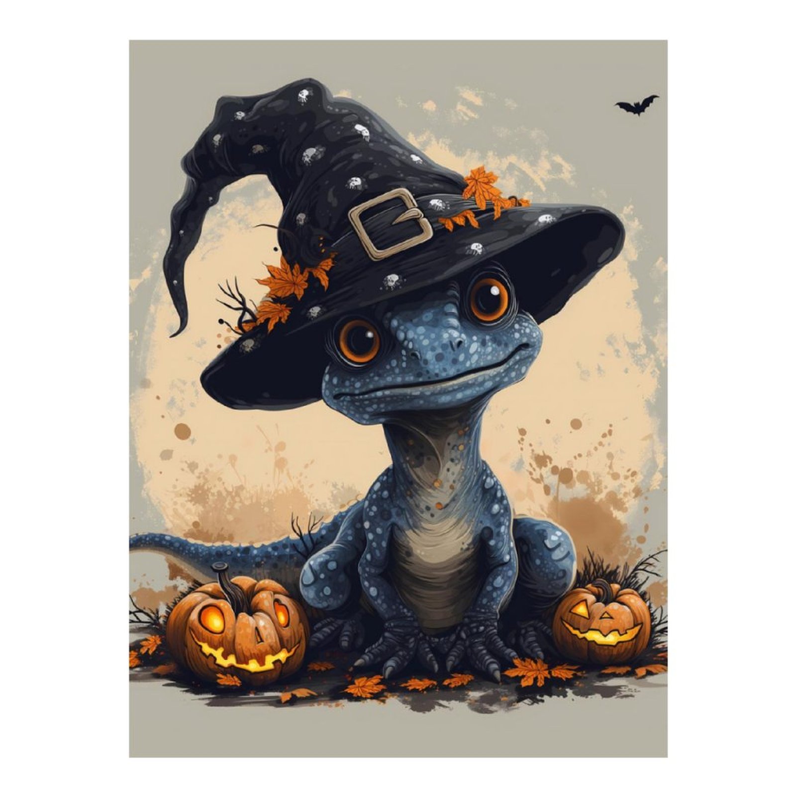 Diamond Art Kits for Adults, Halloween Witch Hat Lizard Round Full ...