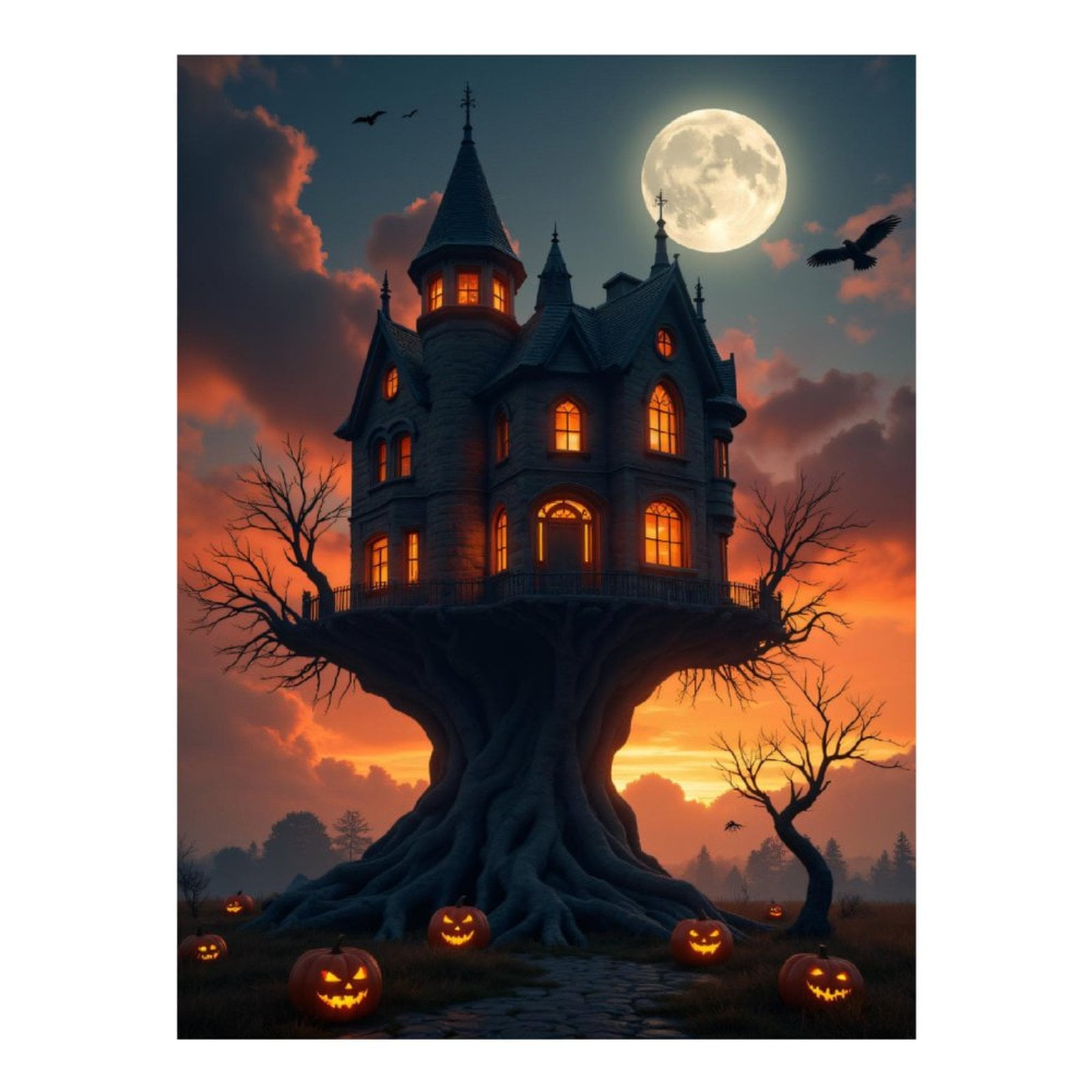 Diamond Art Kits for Adults, Haunted Mansion Moonlit Sky 5D Diamond ...