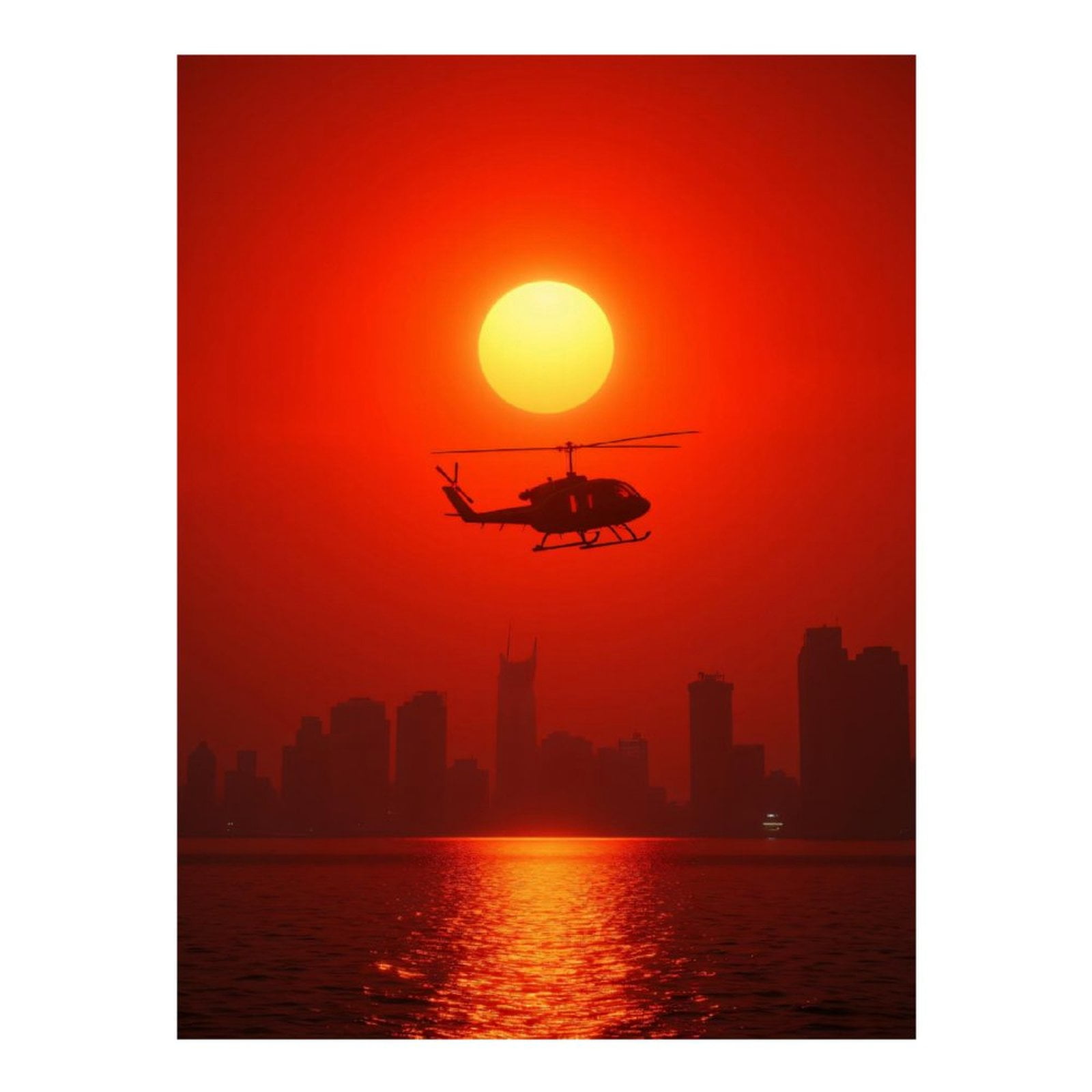 Diamond Art Kits for Adults - Helicopter Sunset Skyline Silhouette 5d ...