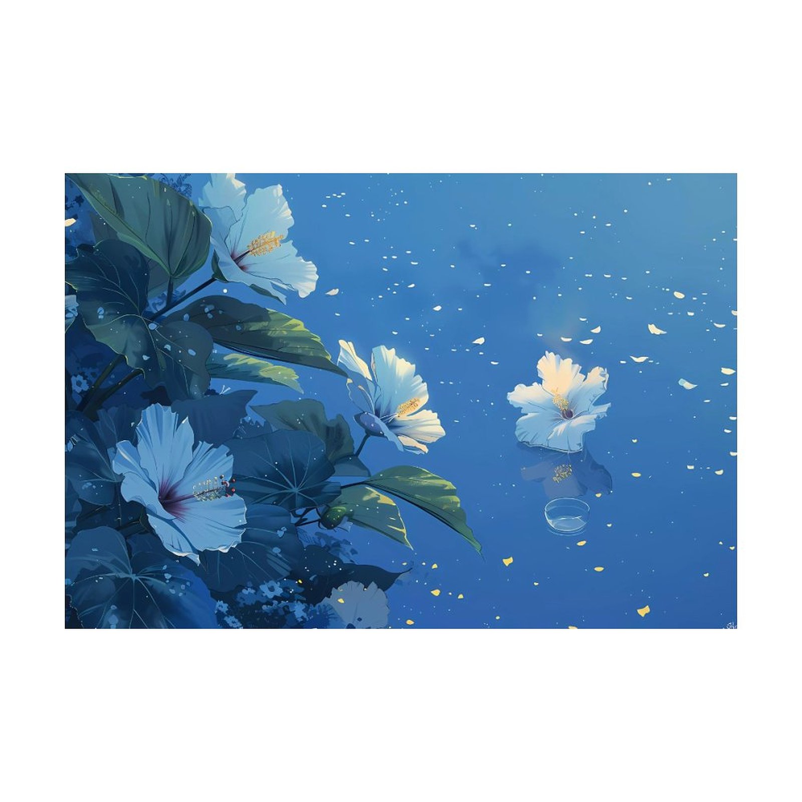 Diamond Art Kits for Adults - Hibiscus Flowers Calm Water DIY Diamond ...