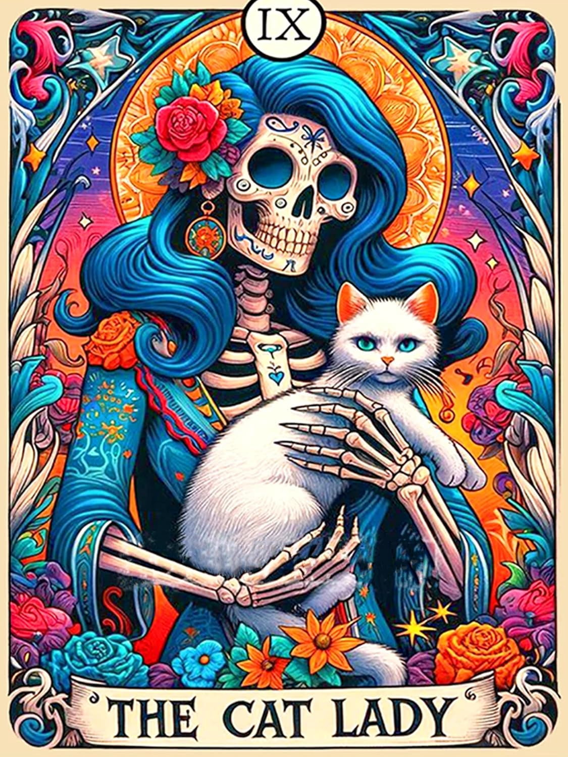 Diamond Art Kits for Adults, Horror Skull and Cat Diamond Painting Kits ...