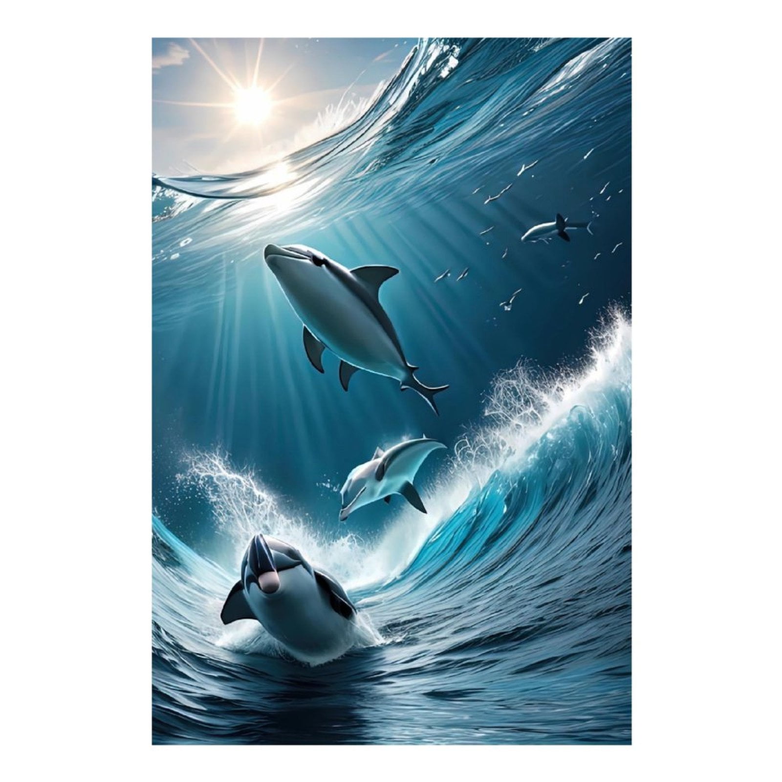 Diamond Art Kits for Adults - Ice Blue Ocean Cute Dolphin A Frameless ...
