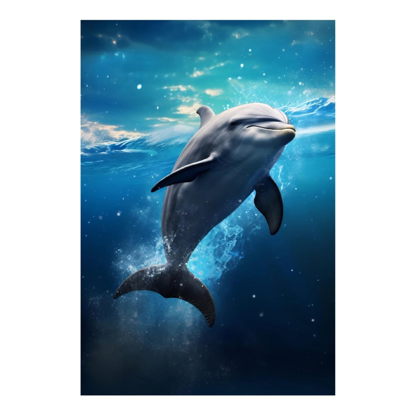 Diamond Art Kits for Adults, Ice Blue Ocean Cute DolphinDiamond ...