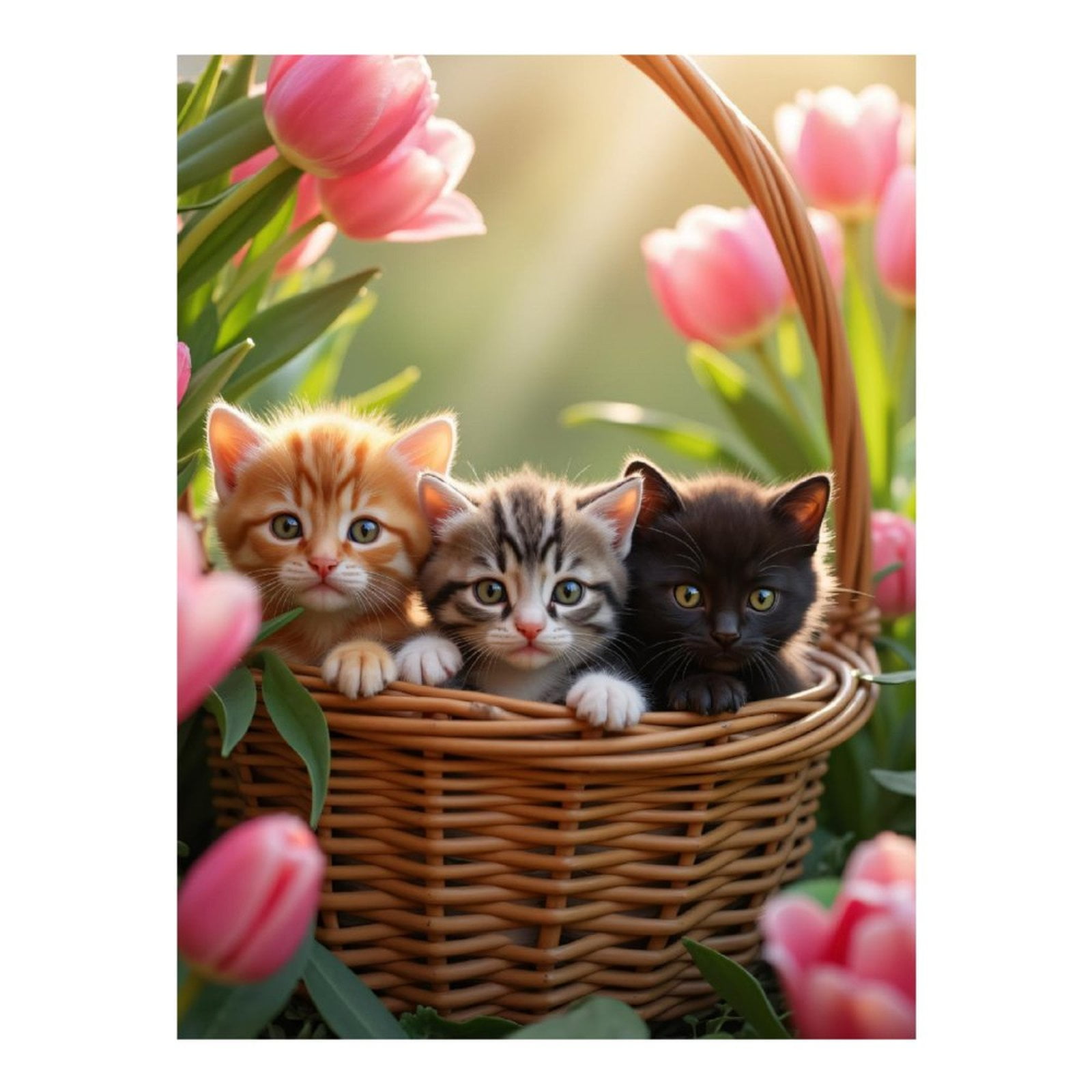 Diamond Art Kits for Adults - Kittens Basket Tulips Springtime Bliss 5d ...