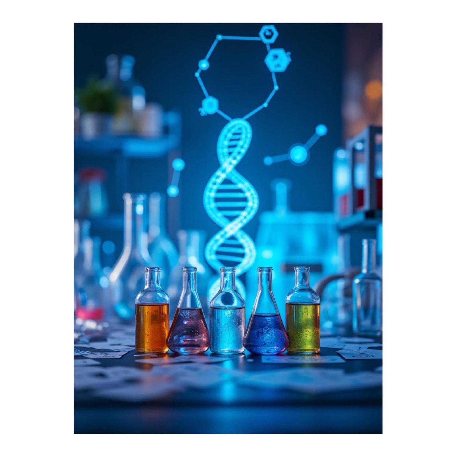 Diamond Art Kits for Adults, Laboratory Glassware DNA Helix Blueprint ...