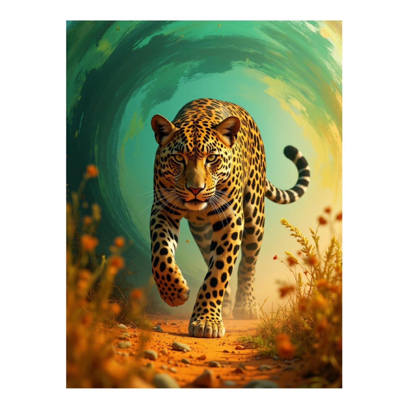 Diamond Art Kits for Adults, Leopard Stalking Vibrant Pathway 5D ...