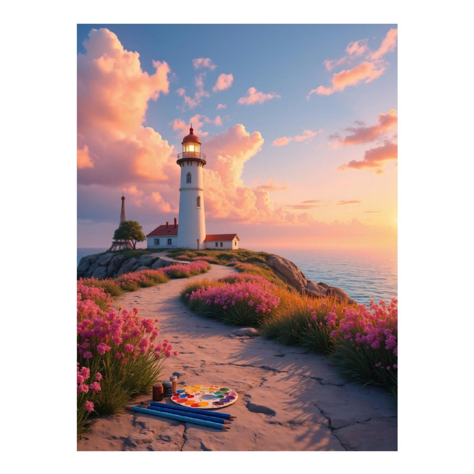 Diamond Art Kits for Adults, Lighthouse Sunset Painting Pathway 5D ...