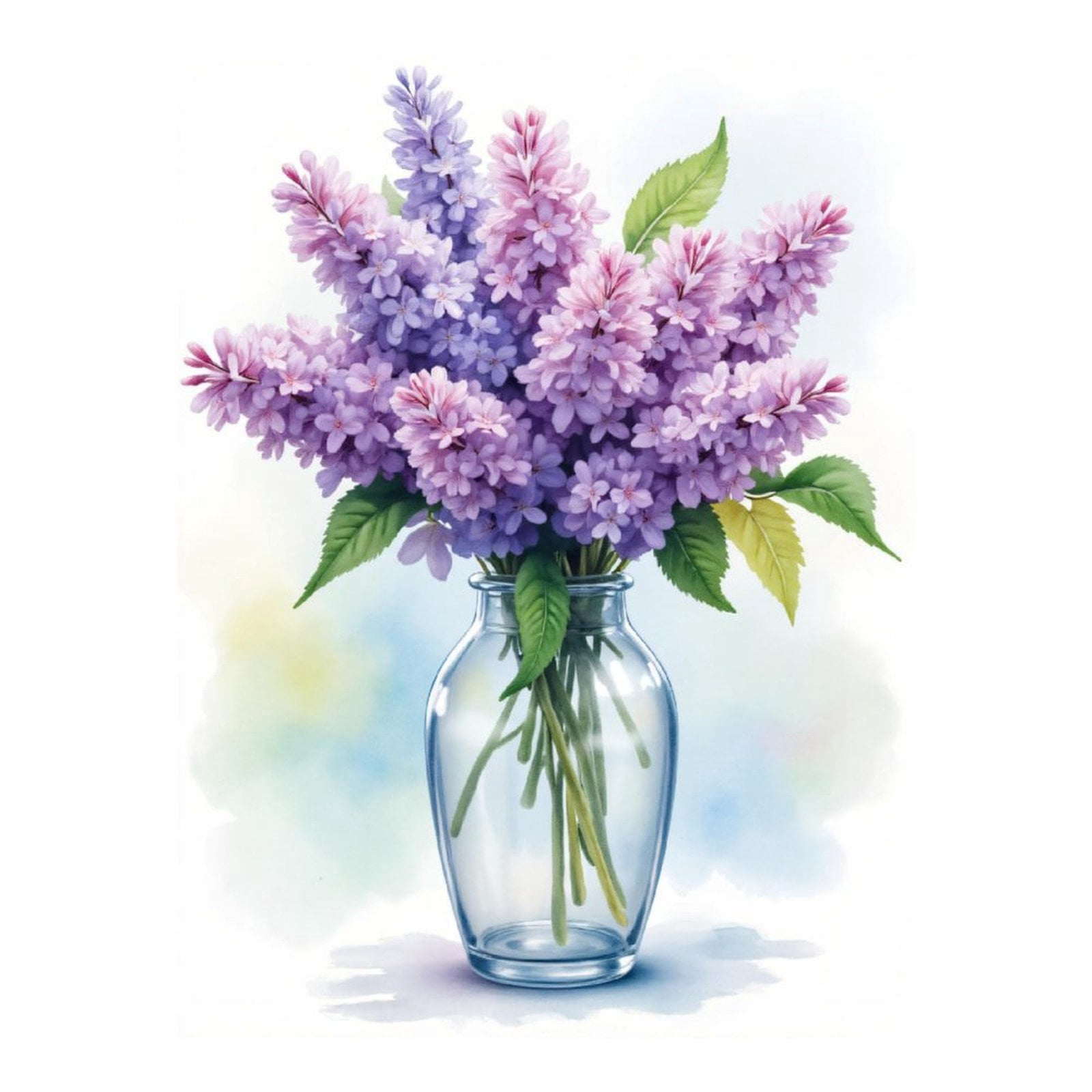 Diamond Art Kits for Adults, Lilac Bouquet In Glass Vase 5D Diamond ...