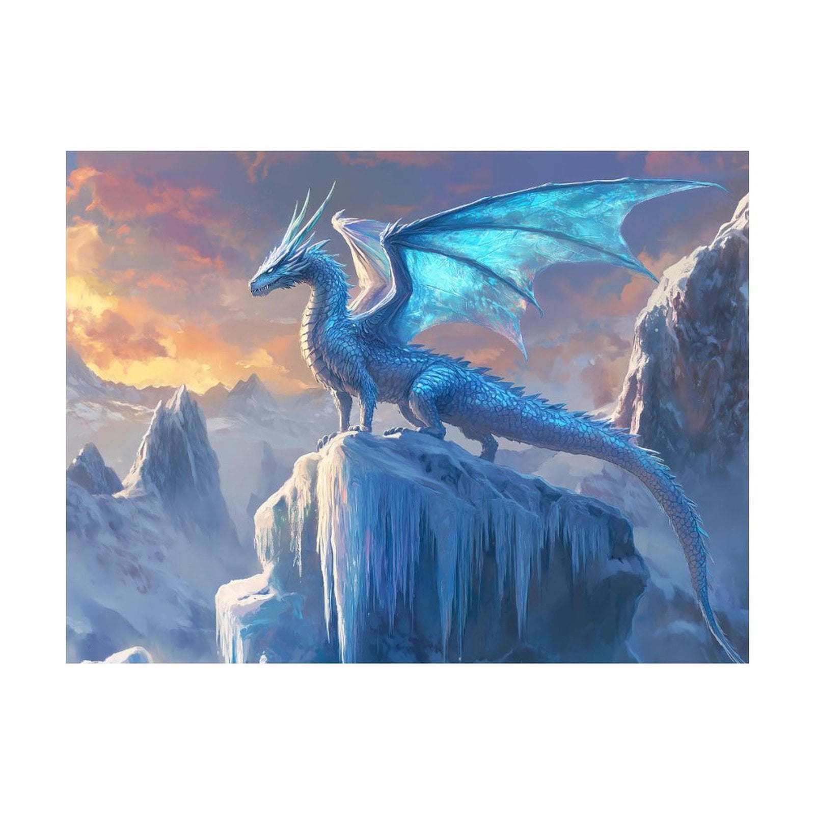 Diamond Art Kits for Adults - Majestic Ice Dragon Summit DIY Diamond ...