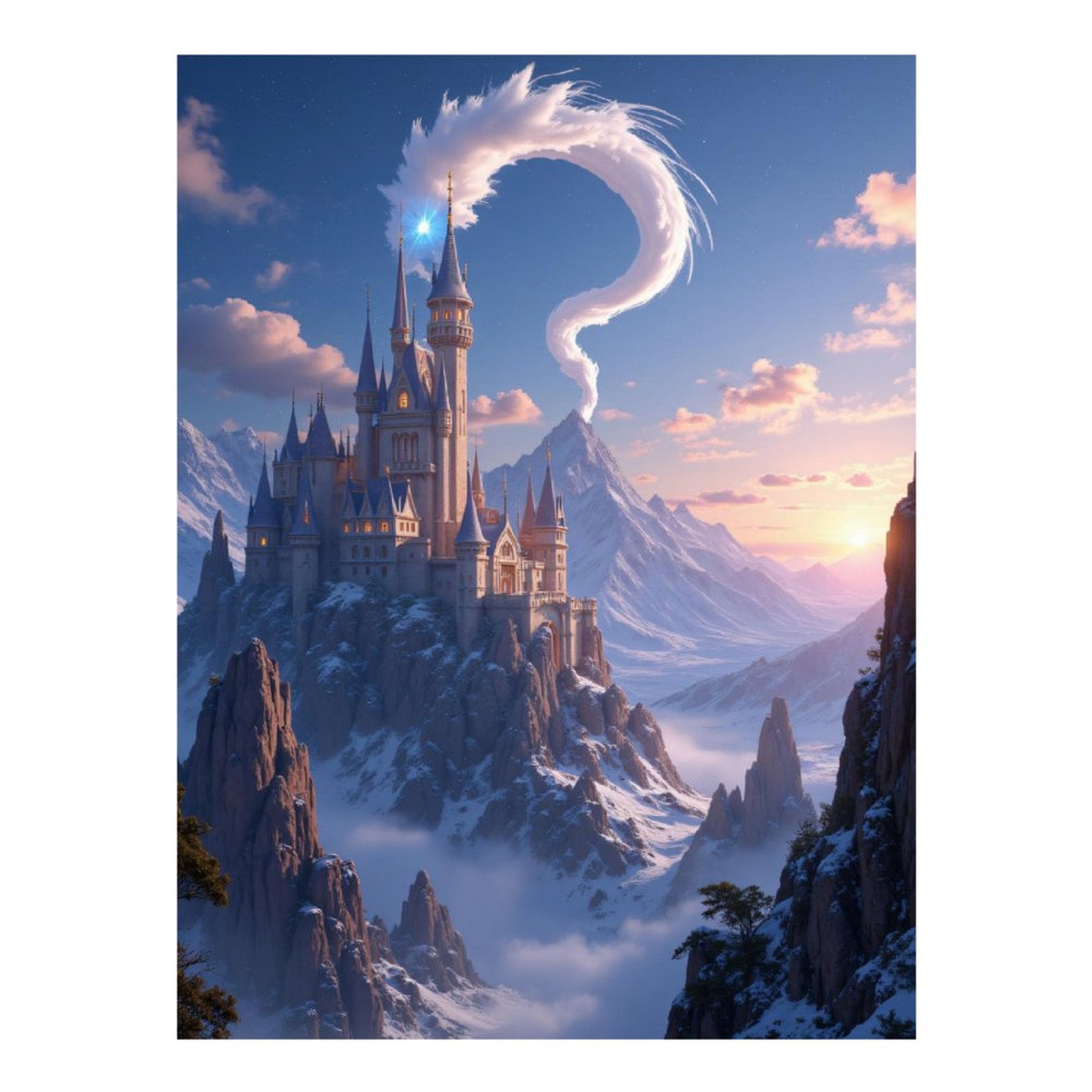Diamond Art Kits for Adults - Majestic Winter Castle Fantasy Mountain ...
