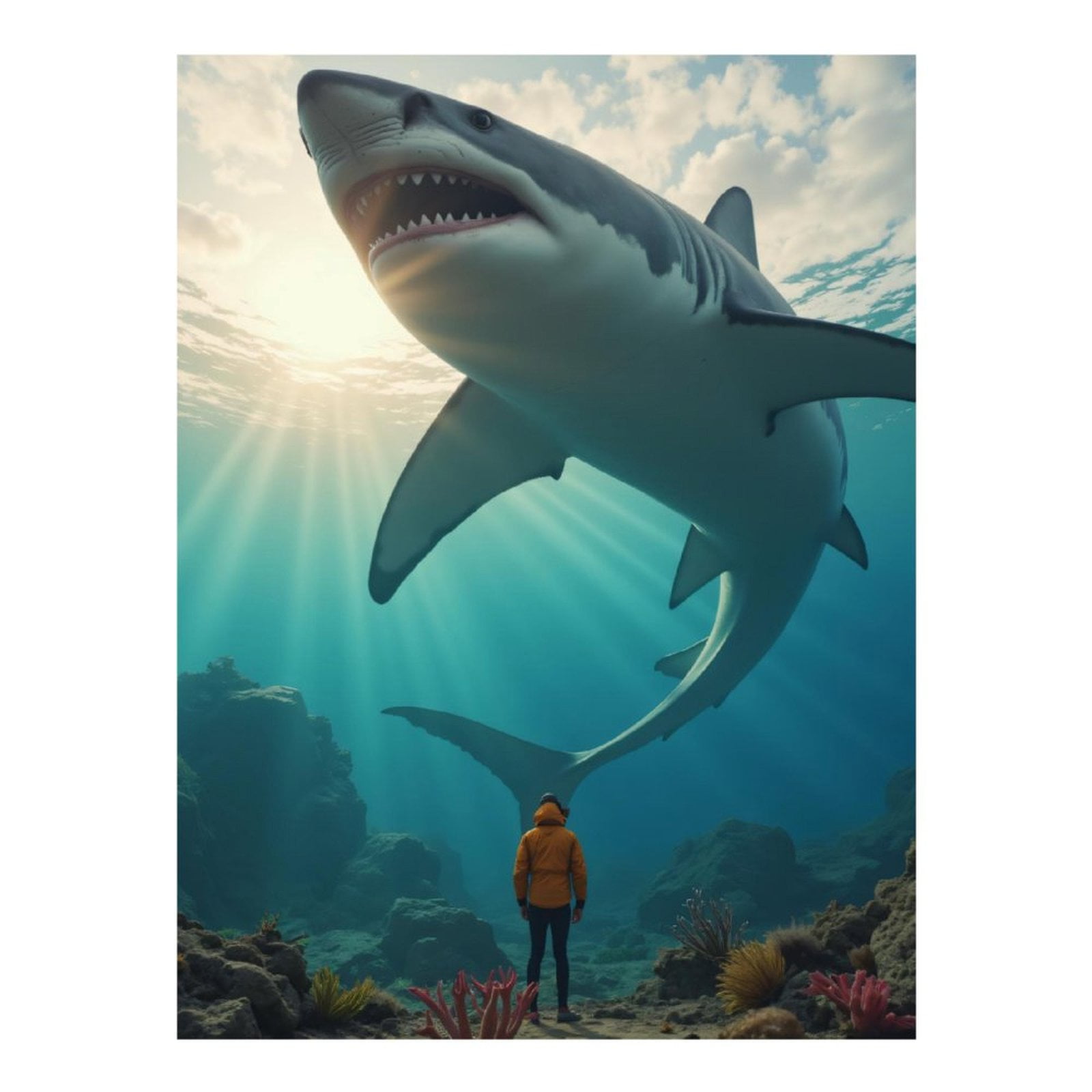 Diamond Art Kits for Adults - Man Shark Ocean Adventure Sunlight 5d ...
