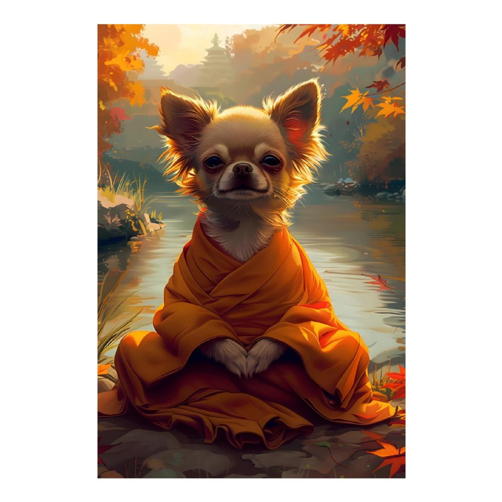 Diamond Art Kits for Adults - Maple Leaf Meditating Chihuahua Frameless ...