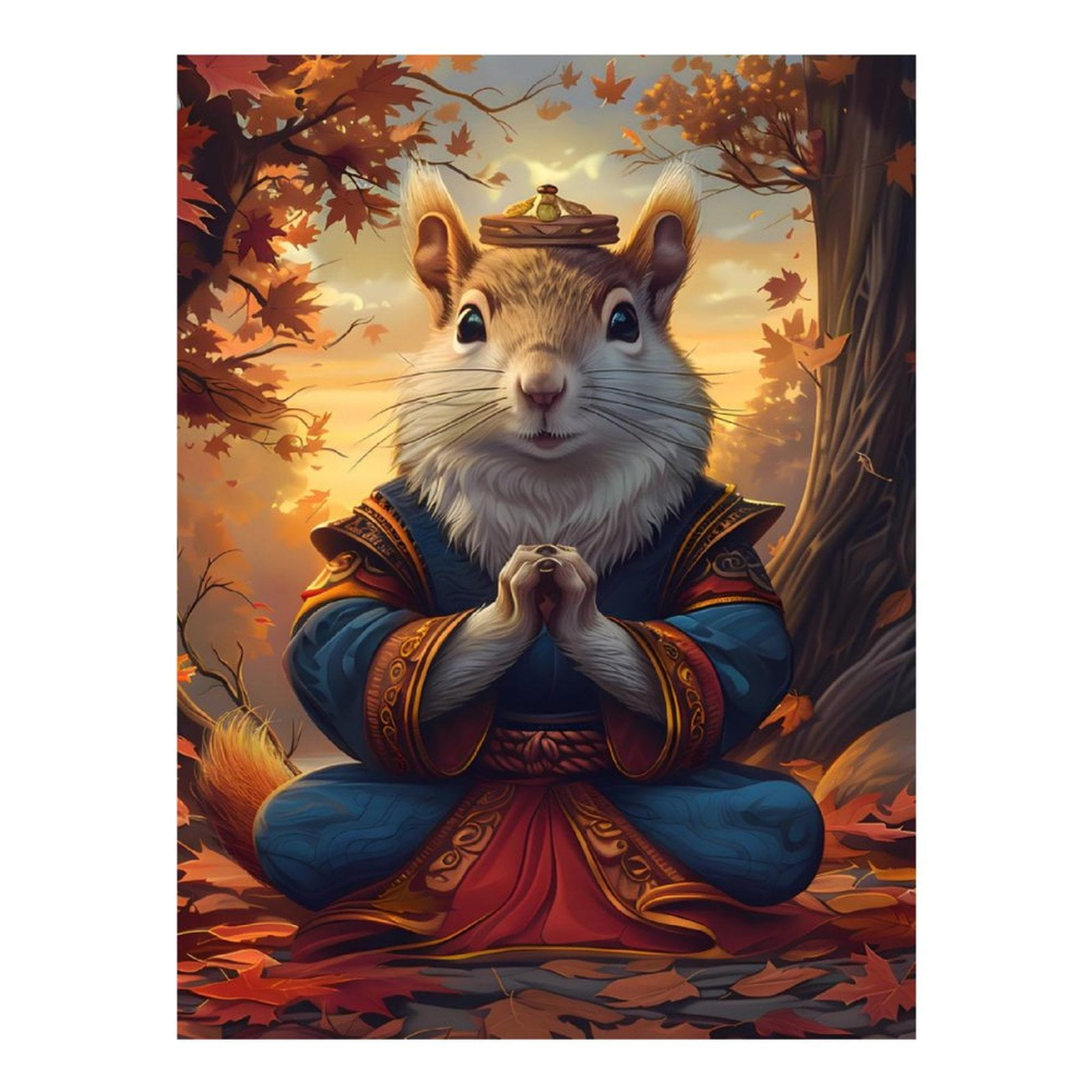 Diamond Art Kits for Adults - Maple Leaf Meditating Squirrel Frameless ...