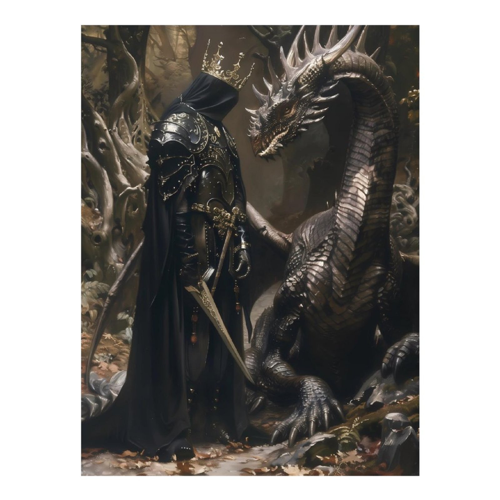 Diamond Art Kits for Adults, Medieval Knight And DragonDiamond Painting ...