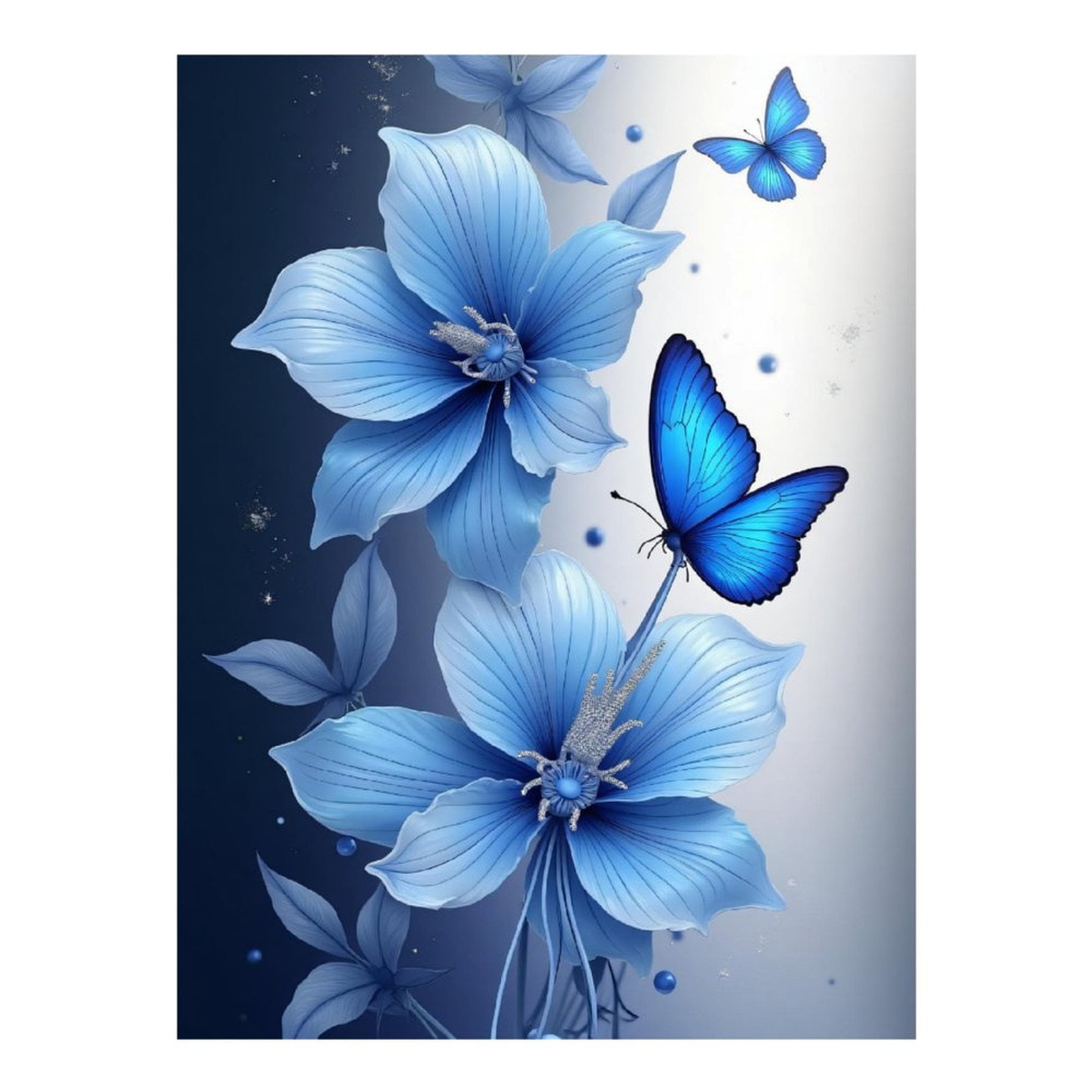 Diamond Art Kits for Adults - Modern Butterfly Azure Bouquet Print No.77 5D Frameless Dimond ...