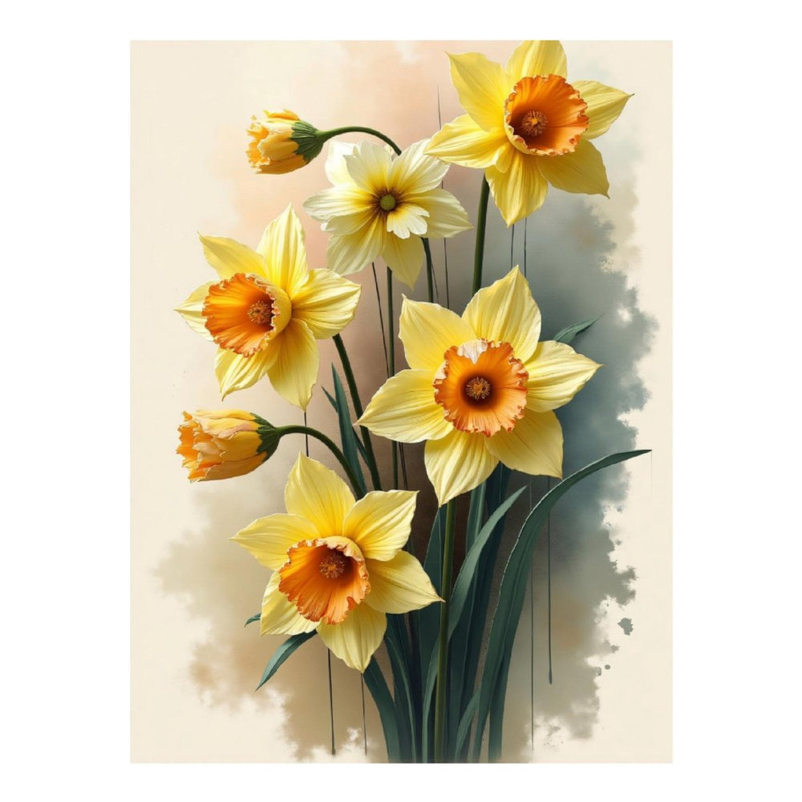 Diamond Art Kits for Adults - Modern Realistic Daffodil Print No.32 5D ...