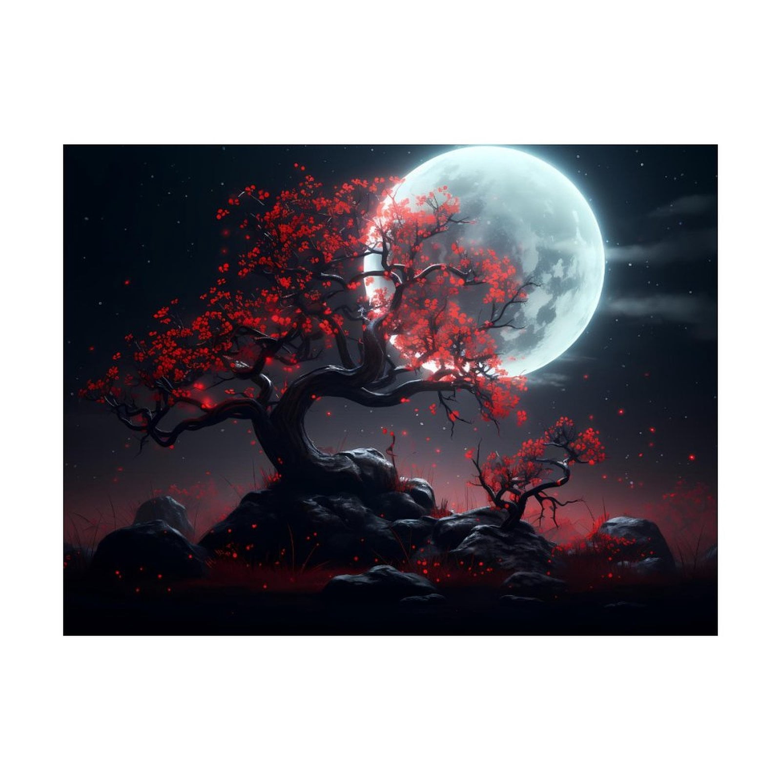 Diamond Art Kits for Adults, Moon Starry Sky Red Tree Frameless Diamond ...