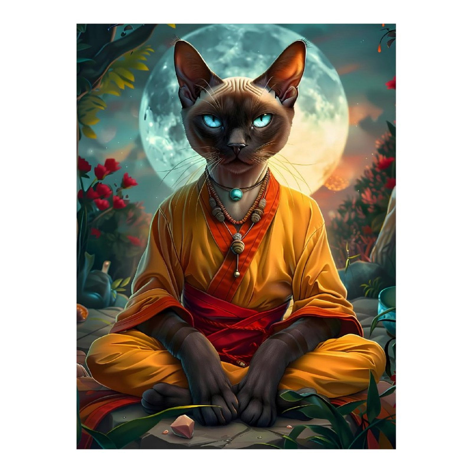 Diamond Art Kits for Adults - Moonlit Hairless Cat Monk DIY Frameless ...