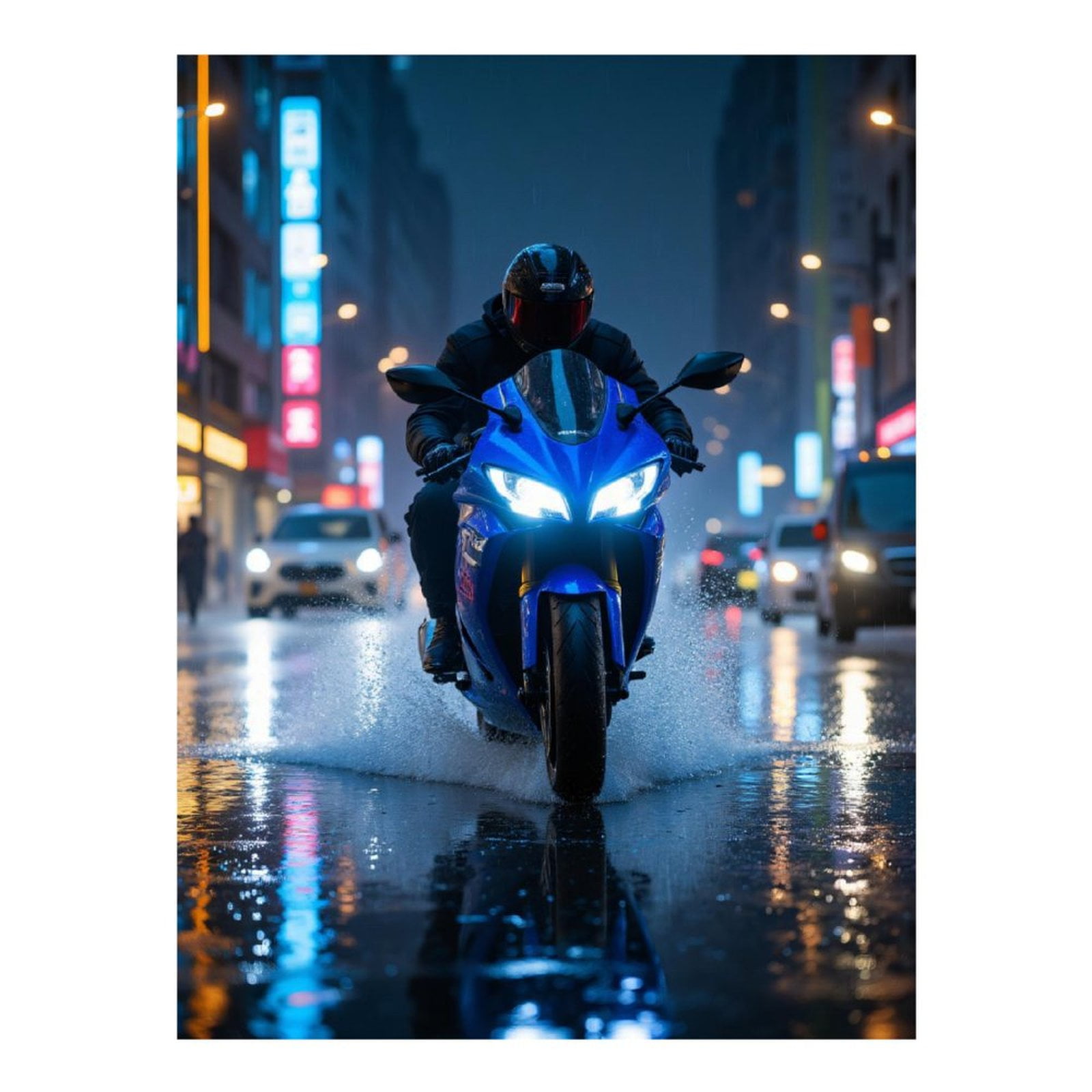 Diamond Art Kits for Adults, Motorcycle Night City Neon Reflections 5D ...