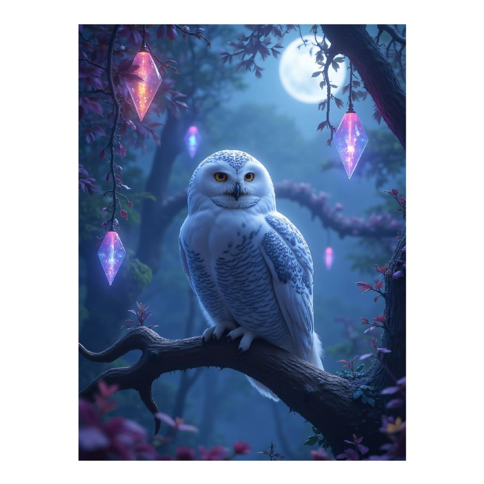 Diamond Art Kits for Adults - Mystical Owl Moonlit Forest Crystals 5d Diamond Painting for ...