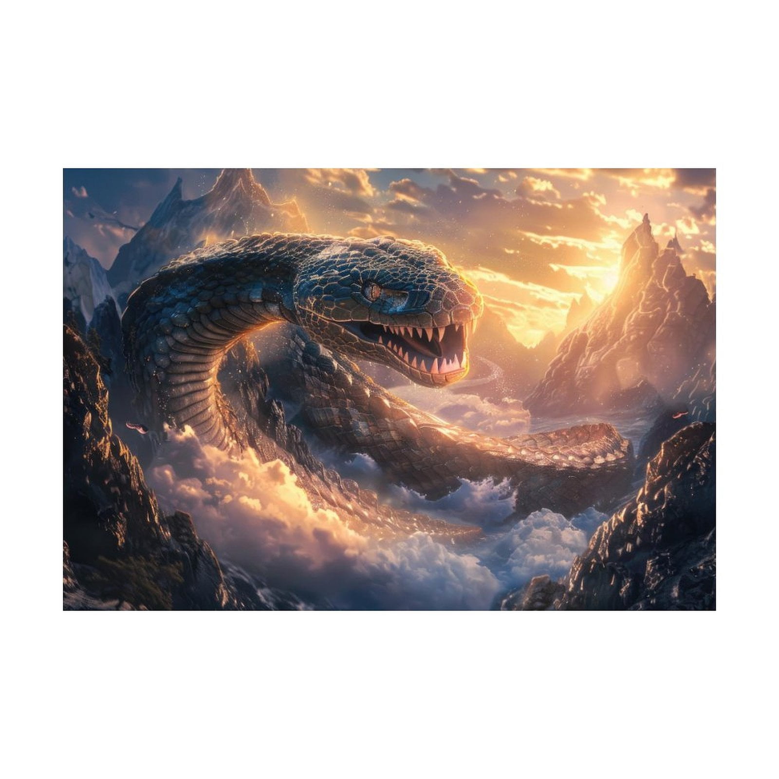 Diamond Art Kits for Adults, Mythical Serpent Mountain Sunrise ...