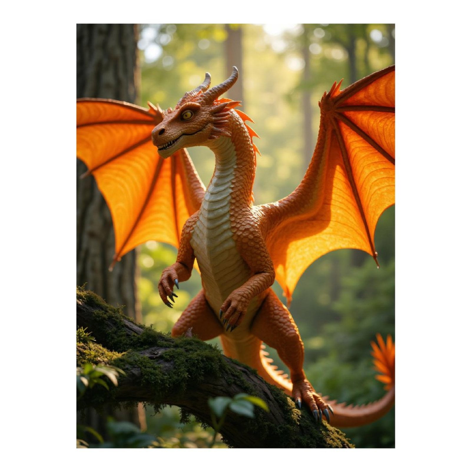 Diamond Art Kits for Adults, Orange Forest Dragon Wings Beaming 5D ...
