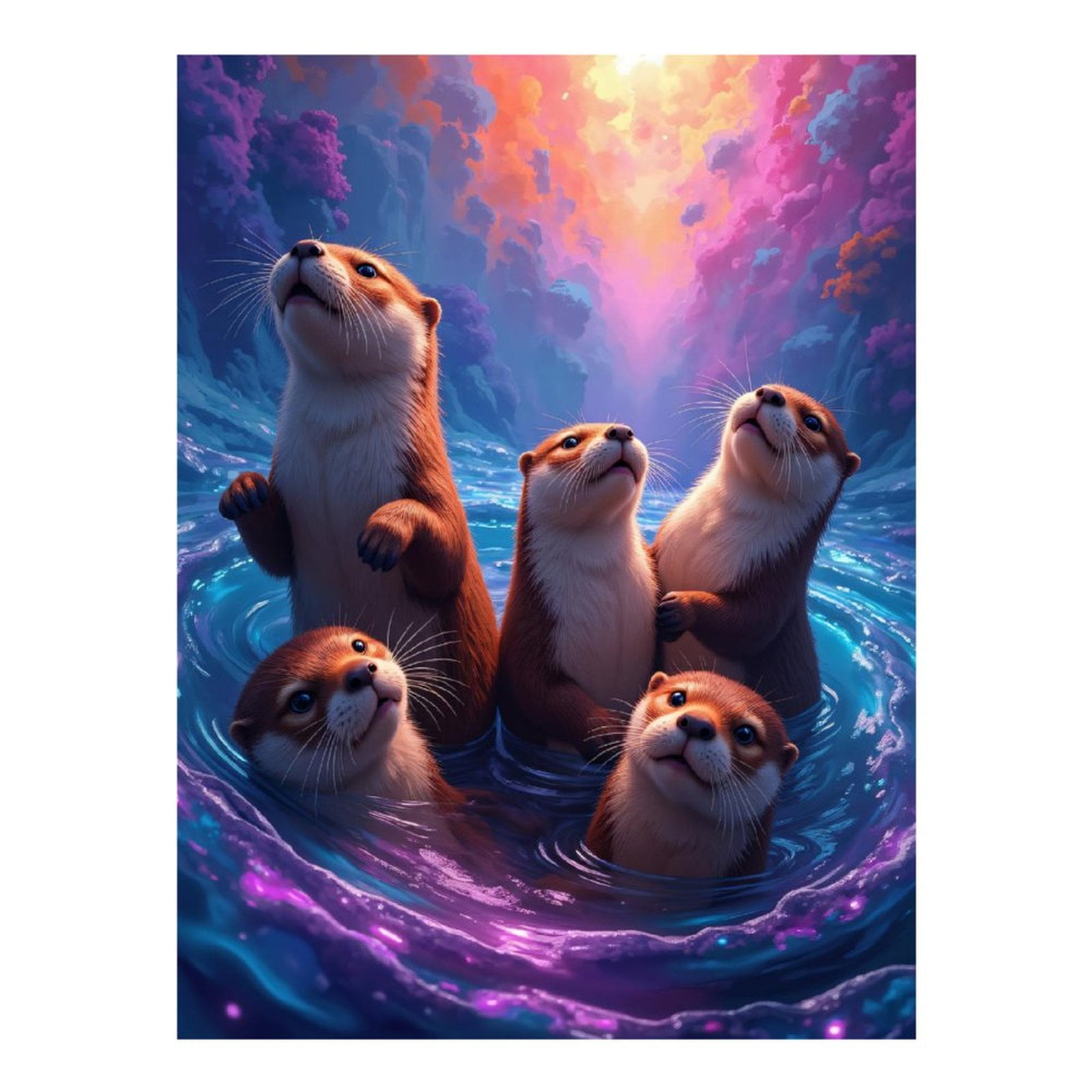 Diamond Art Kits for Adults - Otters Swirling Watercolor Scene 5d ...