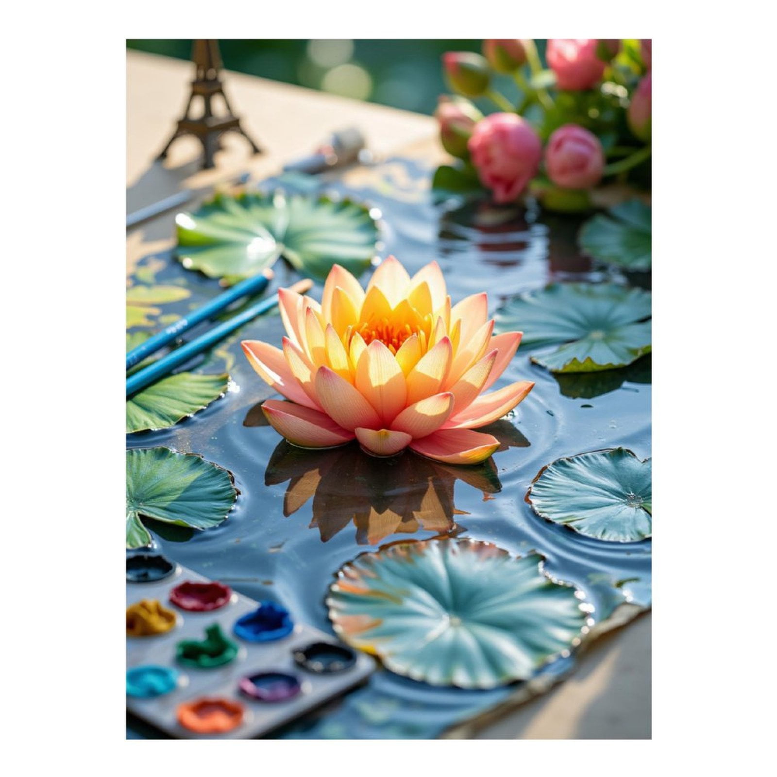 Diamond Art Kits for Adults, Painting Serenity Lotus Palette 5D Diamond ...