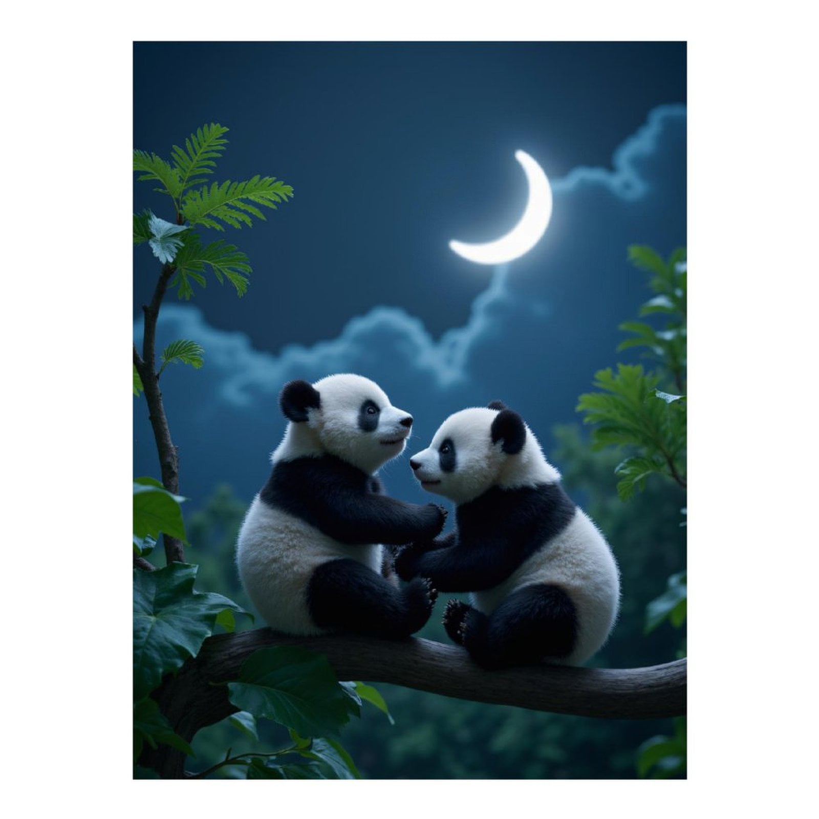 Diamond Art Kits for Adults - Panda Cubs On Moonlit Branch 5d Diamond Painting for Adults ...