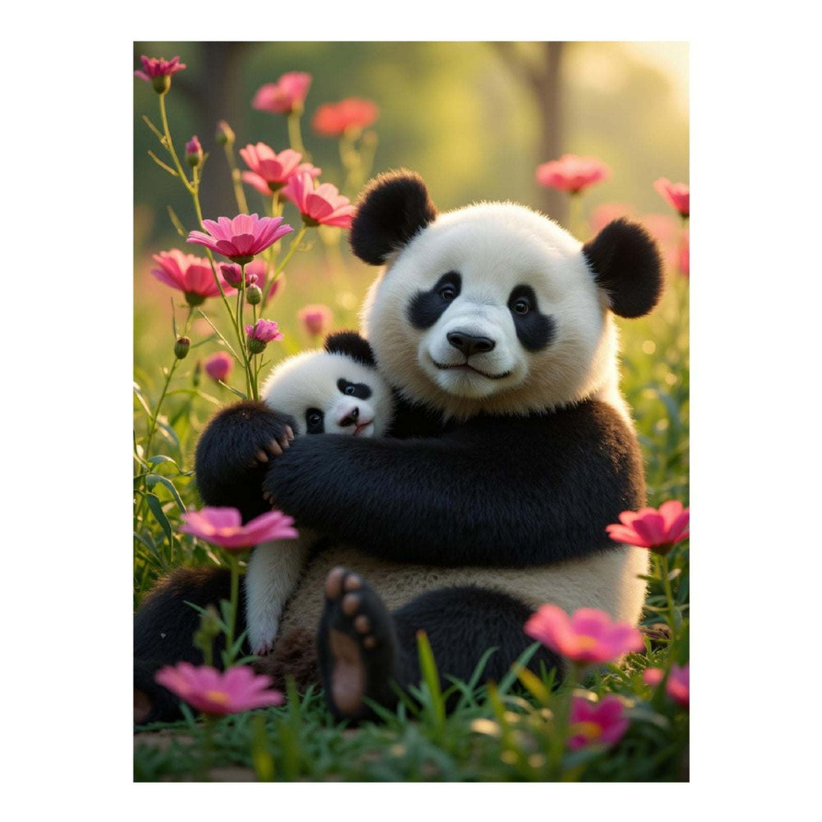 Diamond Art Kits for Adults, Panda Family In Flower Field 5D Diamond ...