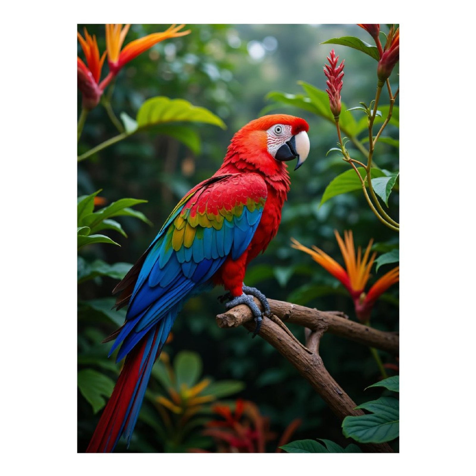 Diamond Art Kits for Adults - Parrot In Vibrant Tropical Garden 5d ...