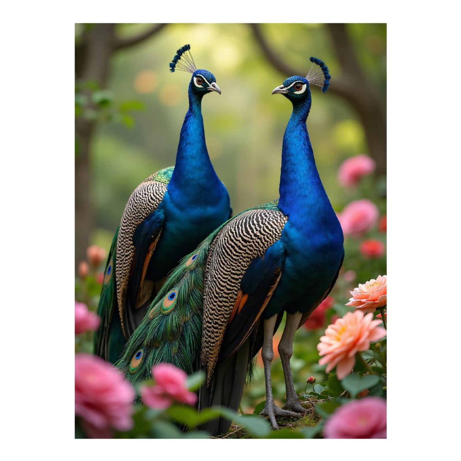 Diamond Art Kits for Adults - Peacocks Garden Vibrant Plumage Roses 5d ...