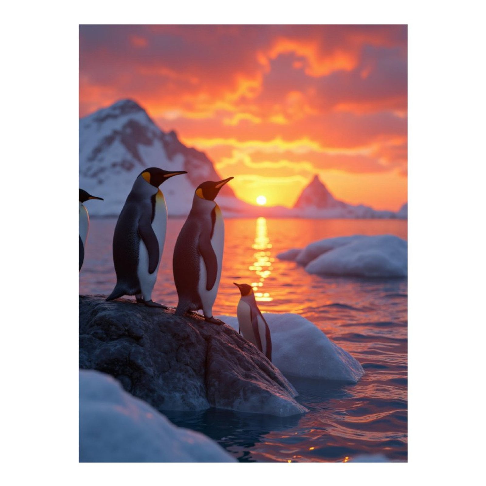 Diamond Art Kits for Adults, Penguins Sunset Iceberg Sea Scenery 5D ...