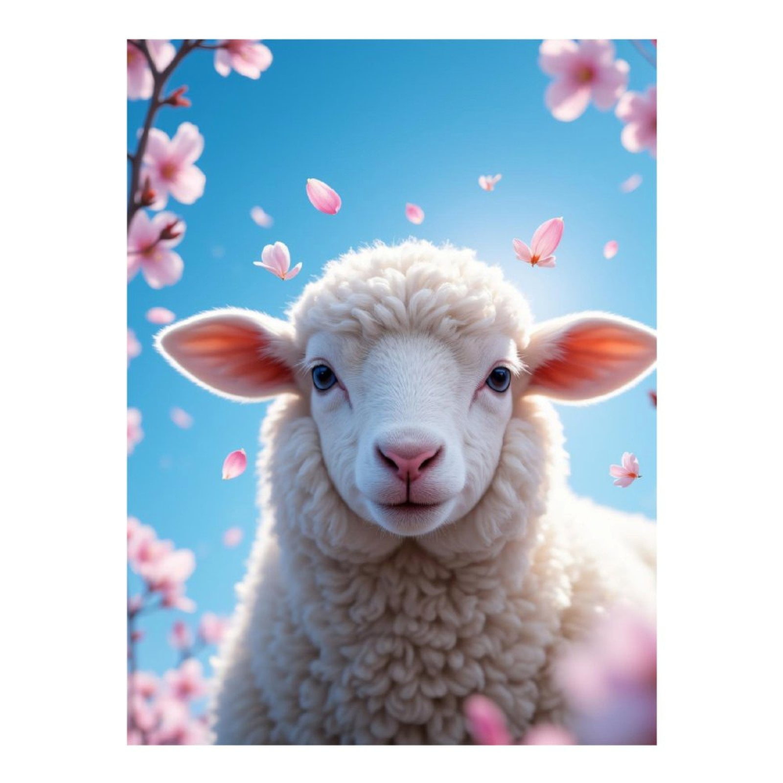 Diamond Art Kits for Adults, Pink Blossom Lamb Springtime Sky 5D ...