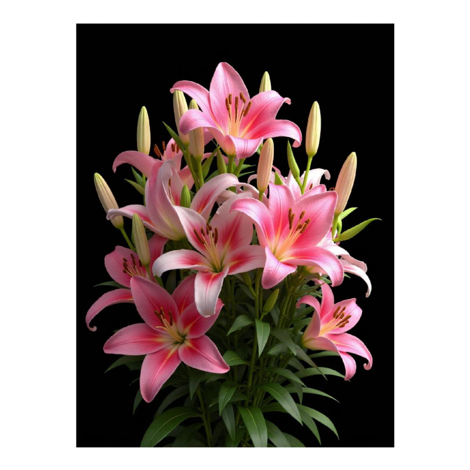 Diamond Art Kits for Adults - Pink Floral Lily Bouquet Arrangement 5d ...